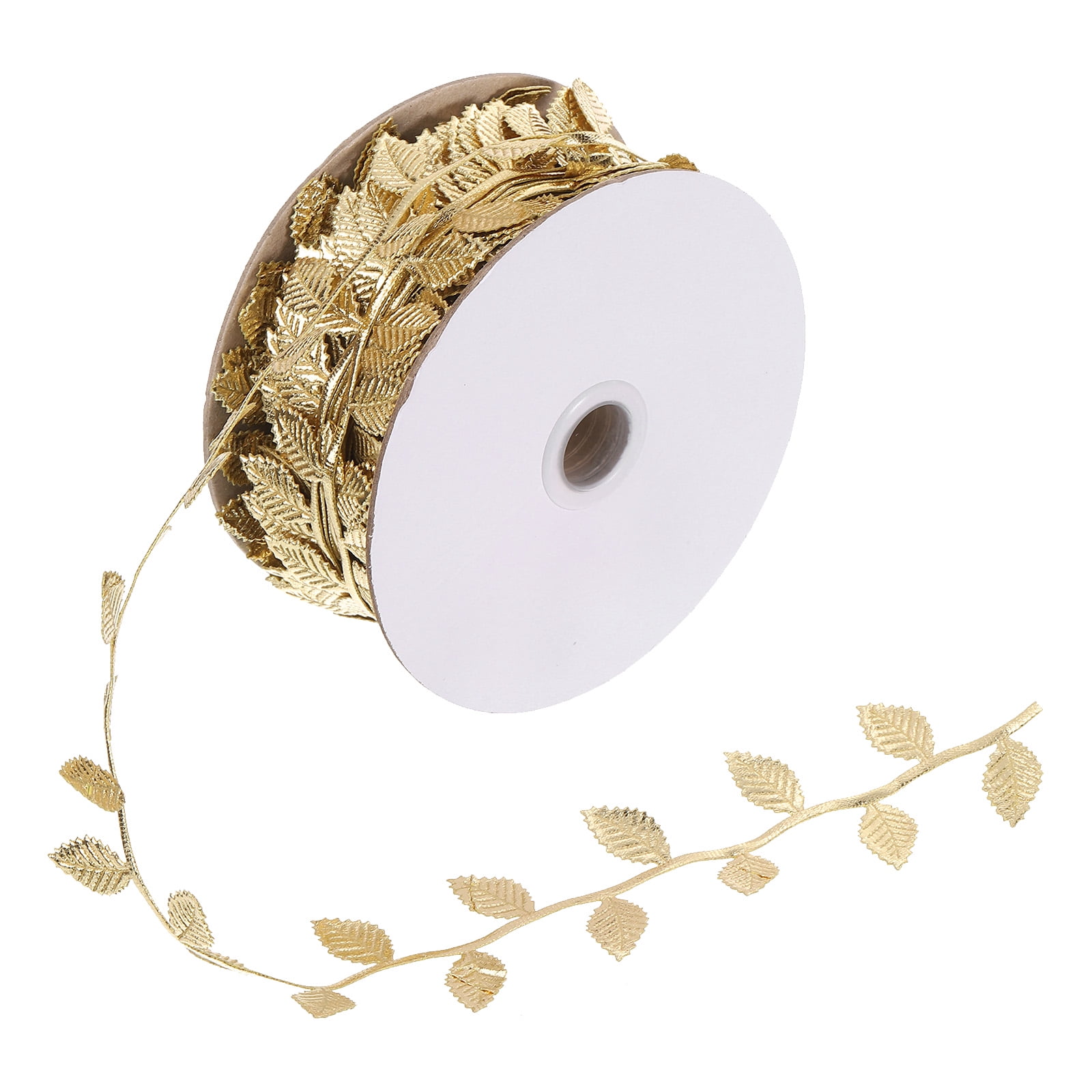 Uxcell 22 Yards Gold Leaf Ribbon, Leaves Trim Rope Artificial Leaf ...