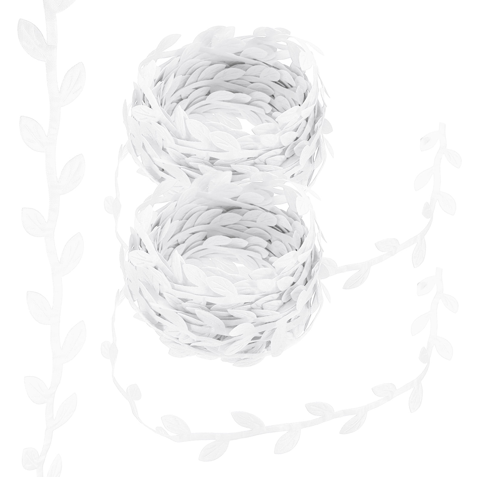 Uxcell 22 Yards White Leaf Ribbon, Leaves Trim Rope Artificial Leaf ...