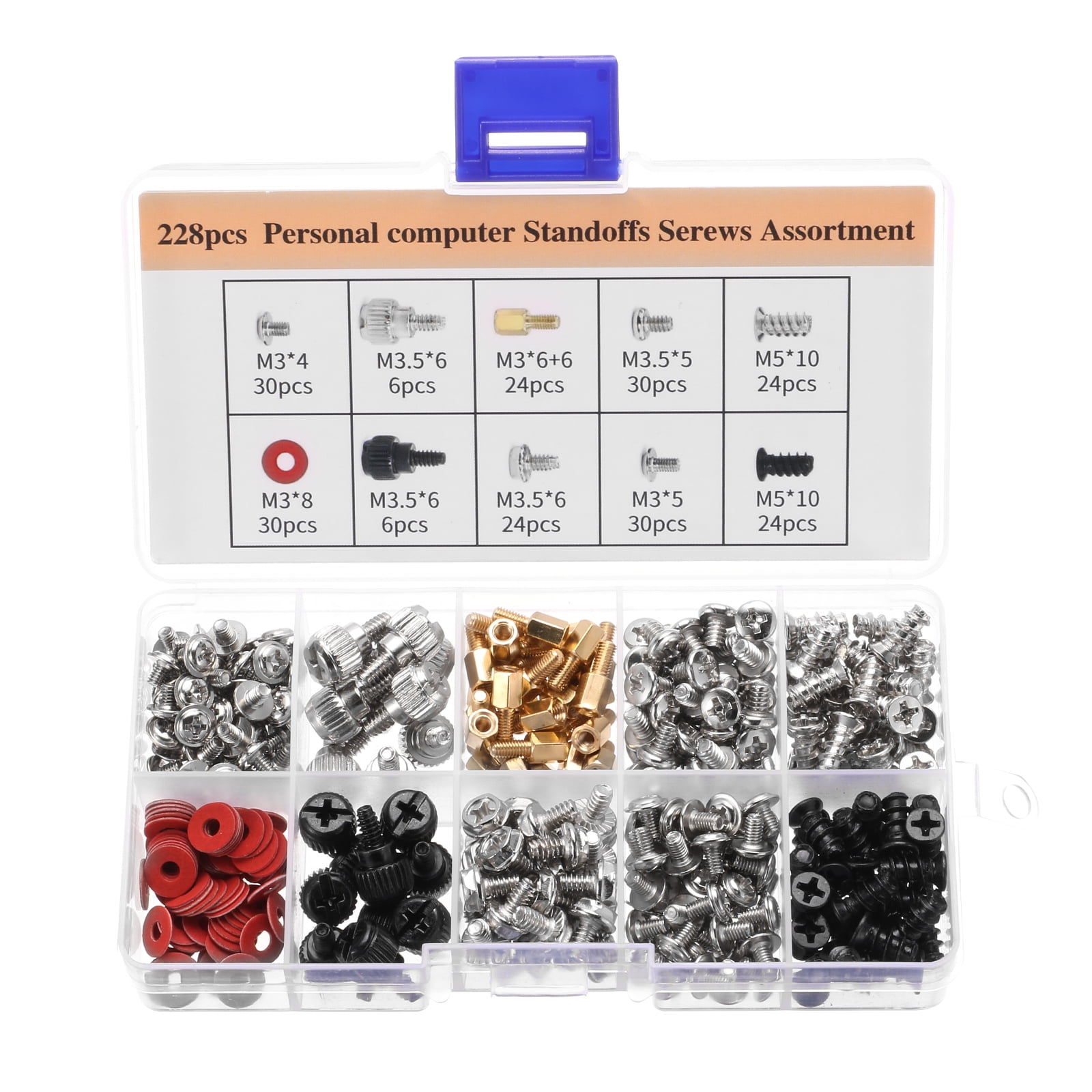 Uxcell 228 Pack PC Computer Screws Standoffs Set Kit, for Hard Drive ...