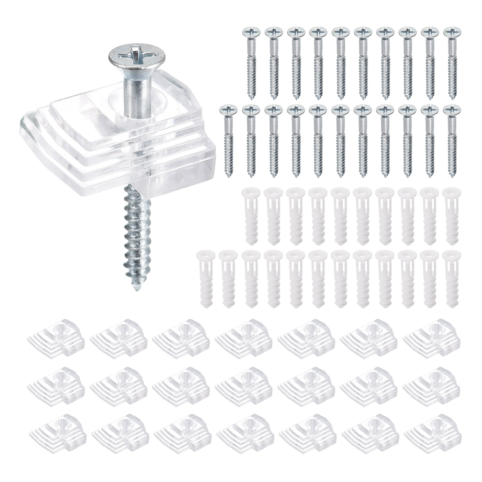 Uxcell 22Set 21mm Plastic Glass Retainer Clips Set for 3mm Thick Glass ...