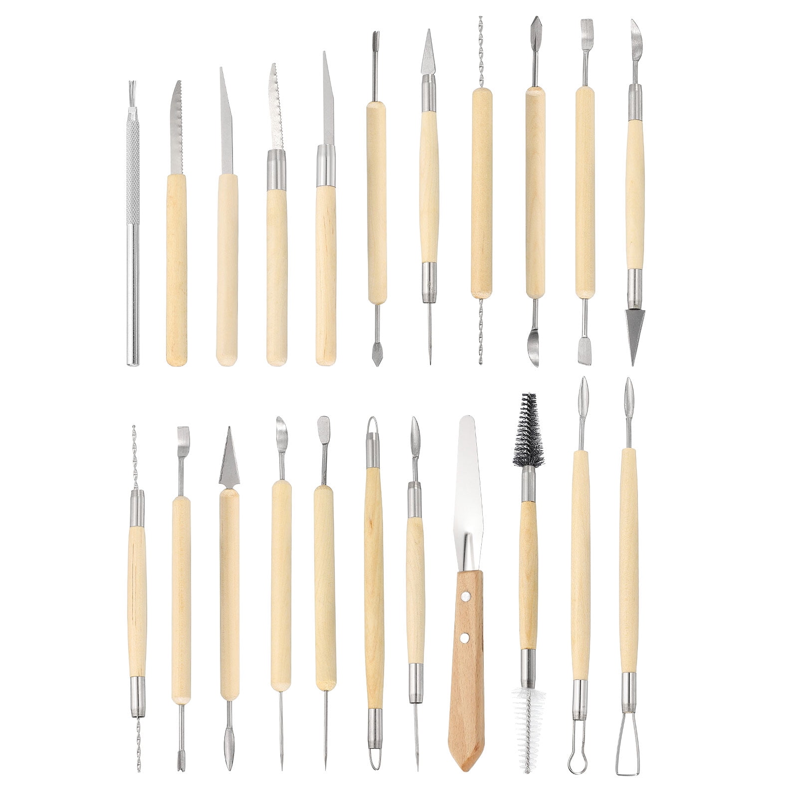 Uxcell 22pcs Wooden Clay Sculpting Tools Stainless Steel Double Head ...