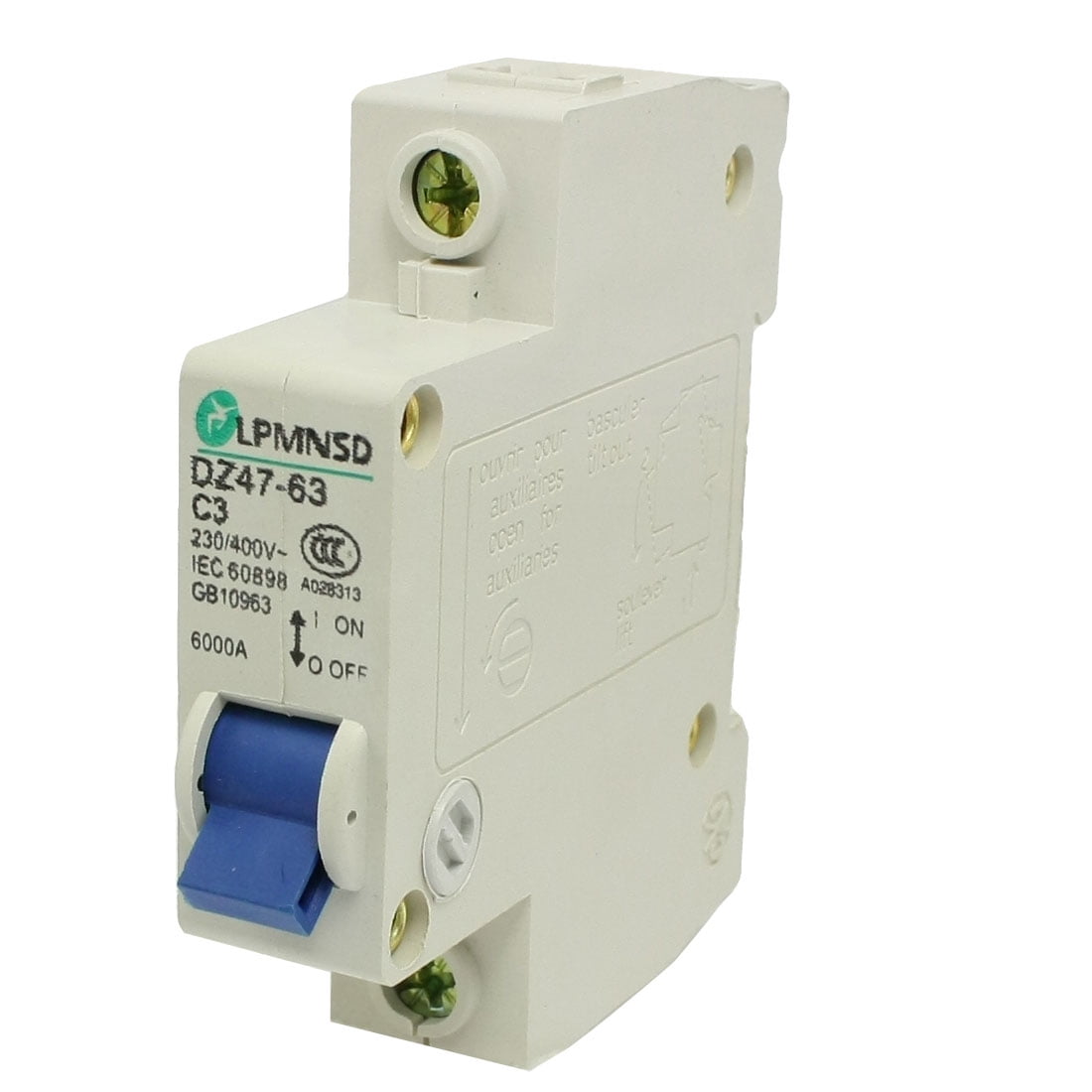 Uxcell 230/400V 3A Single Pole Air Circuit Breaker DZ47-63 C3 - Walmart.com