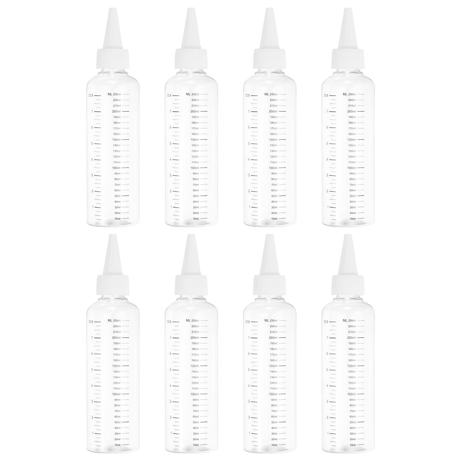 Uxcell 230 ml/8 OZ Plastic Squeeze Bottles with White Top Cap, 8 Pcs ...