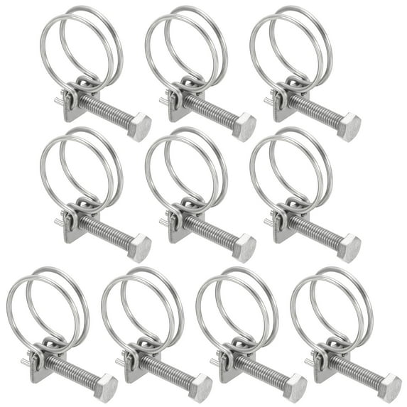 Uxcell 24-28mm Adjustable Double Wire Hose Clamp, 304 Stainless Steel ...