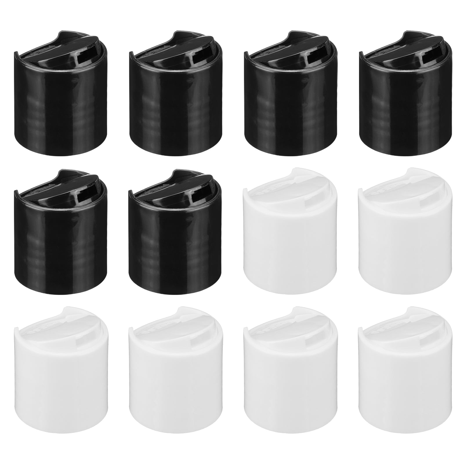 Uxcell 24/410 PP Plastic Disc Top Caps Press Cap, 12Pcs Durable Replacement Caps, Black, White ...