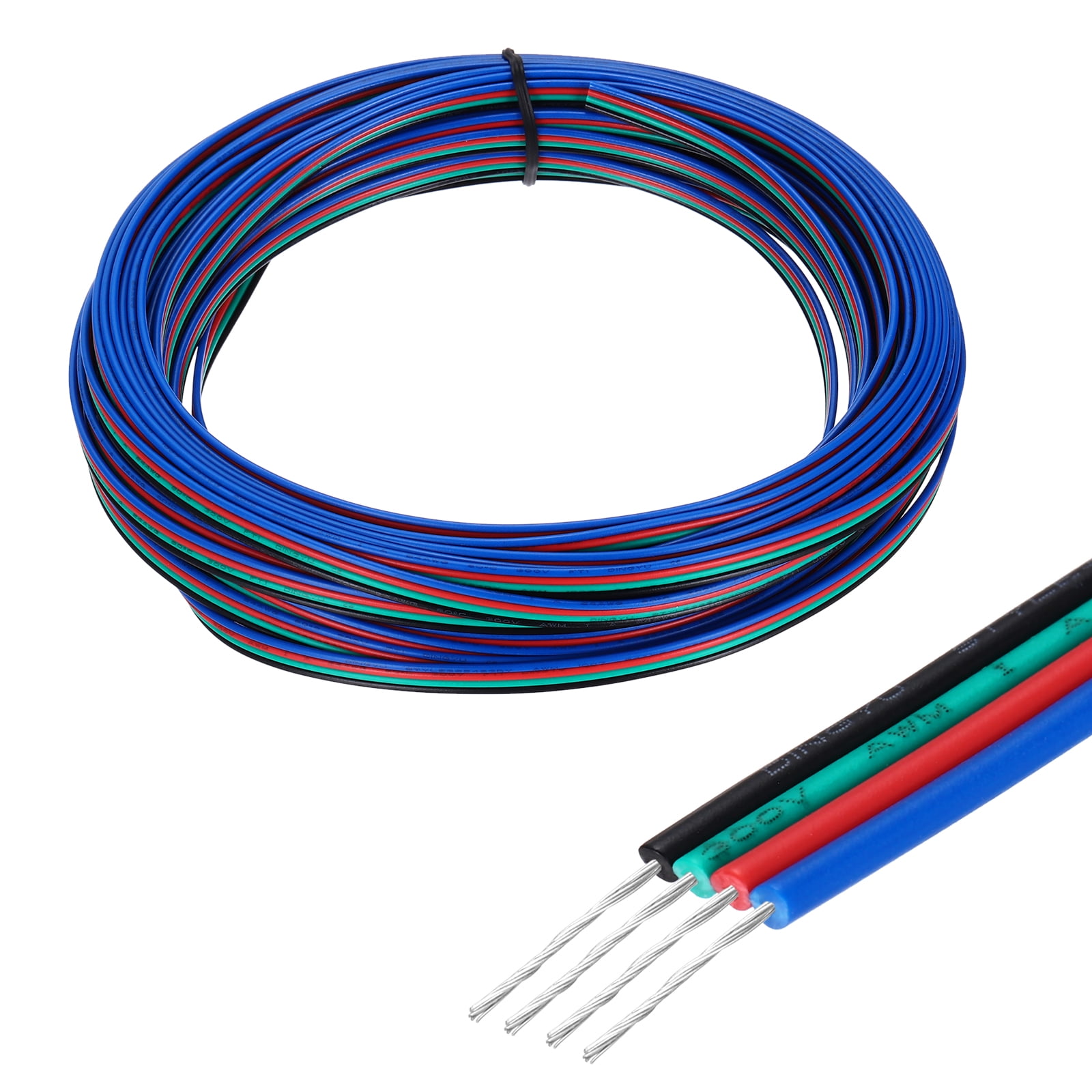 Uxcell 24 Gauge 4 Conductor Electrical Wire Tinned Copper Cable 39FT ...