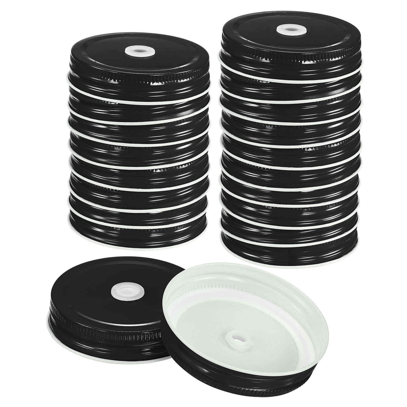 Uxcell 24 Pack 70mm Tinplate Mason Jar Lids Regular Mouth with Straw ...