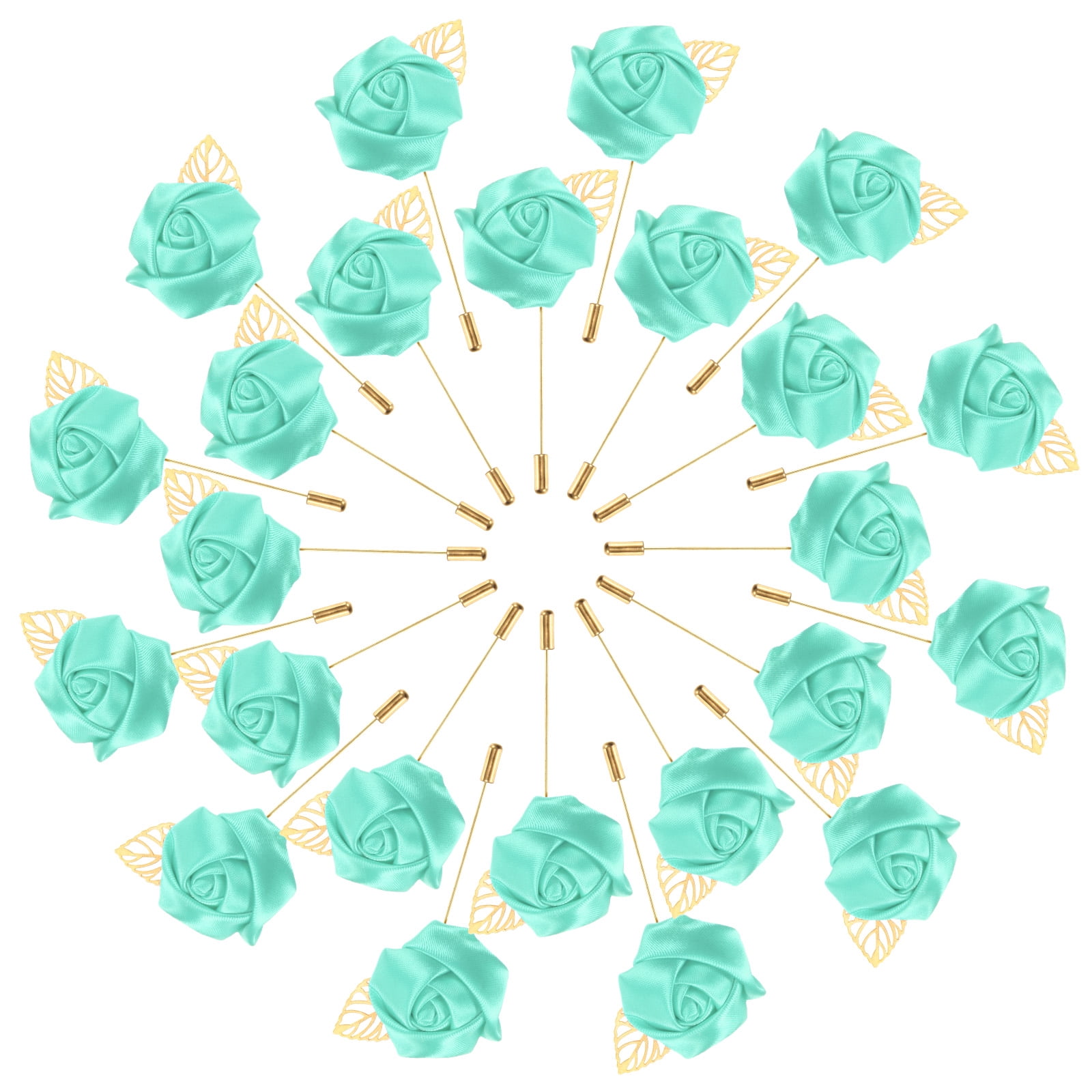 Uxcell 24-Pack Flower Lapel Pins for Men, Golden Leaf Rose Boutonnieres ...