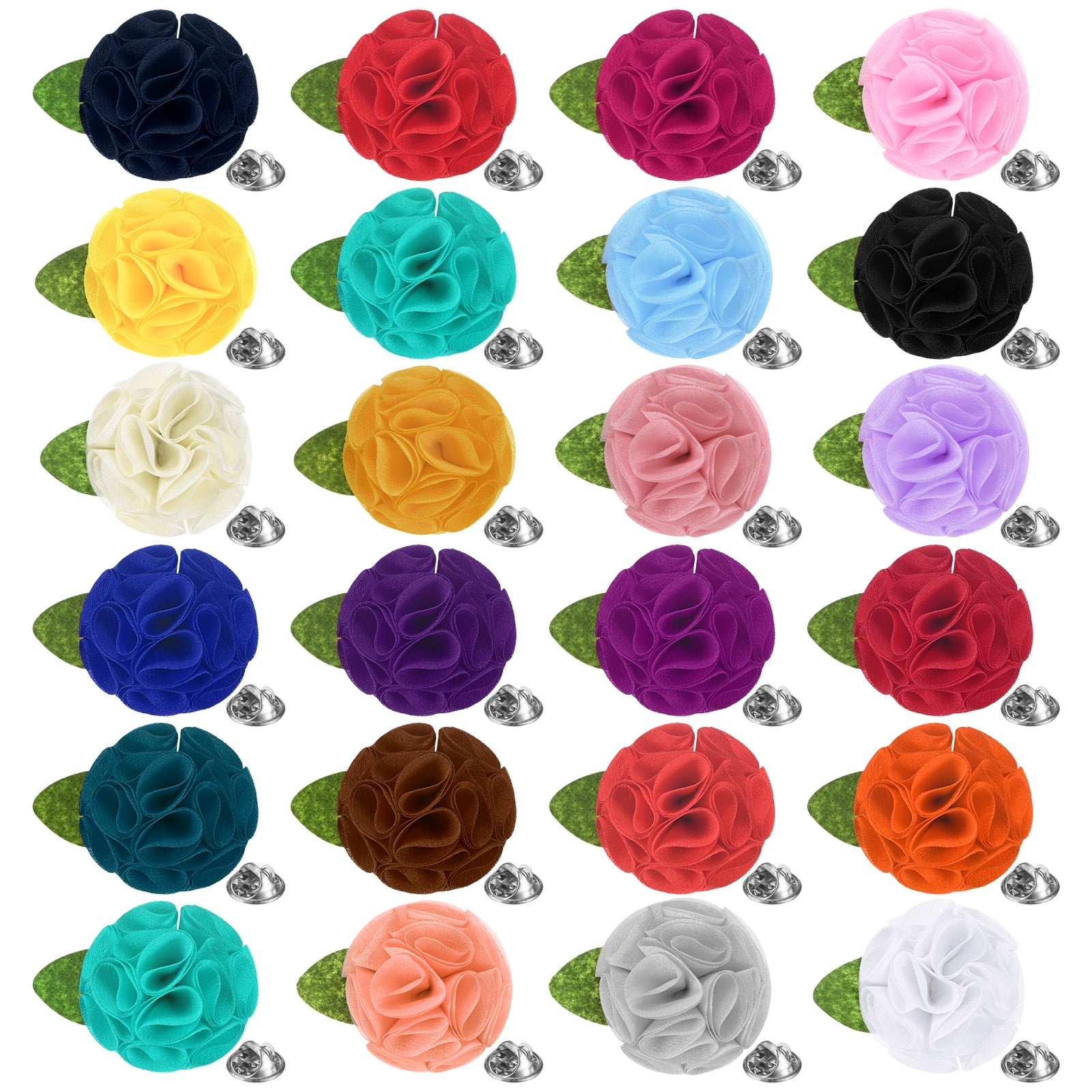 Uxcell 24-Pack Lapel Pin for Men, 2.56" Handmade Flower Brooch Button ...