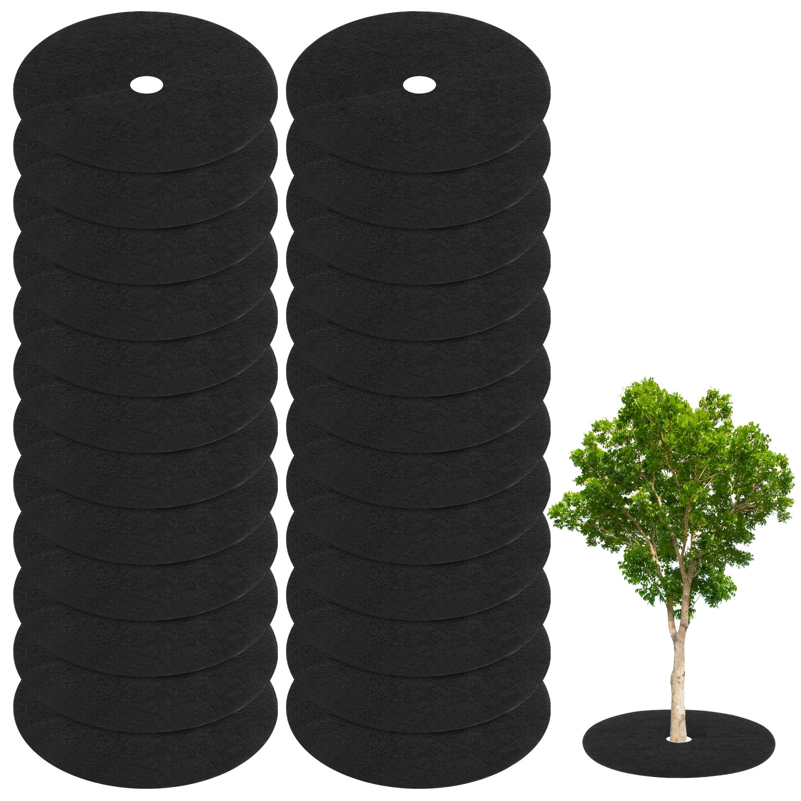 Uxcell 24 Pack Non Woven Tree Cover Rings,12.5 Inch Weed Fabric Cover ...