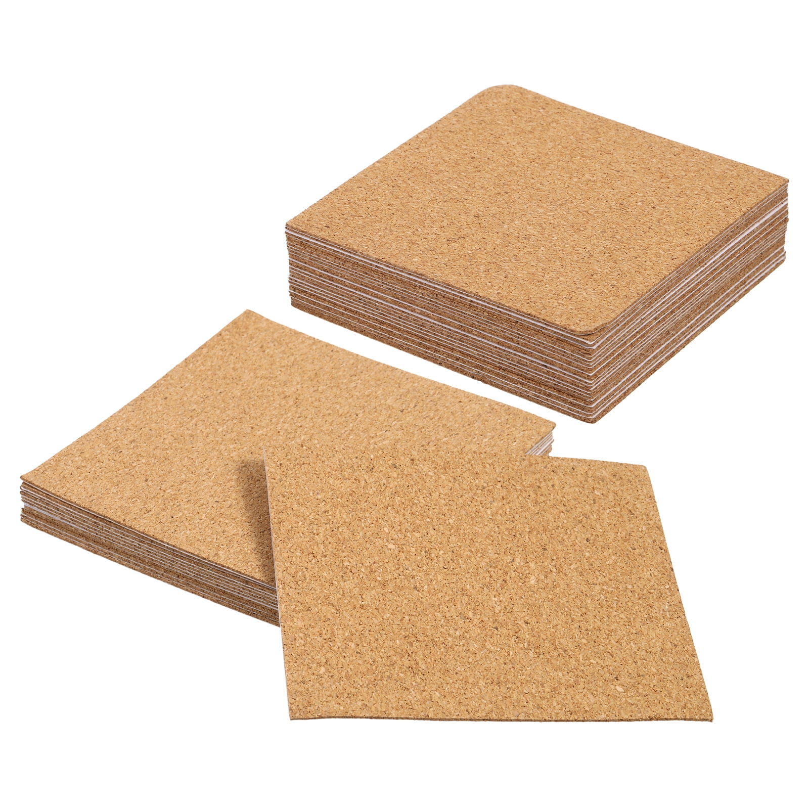 Uxcell 24 Pack Self-Adhesive Cork, 4" x 4" x 1" Squares Cork Mats Cork ...