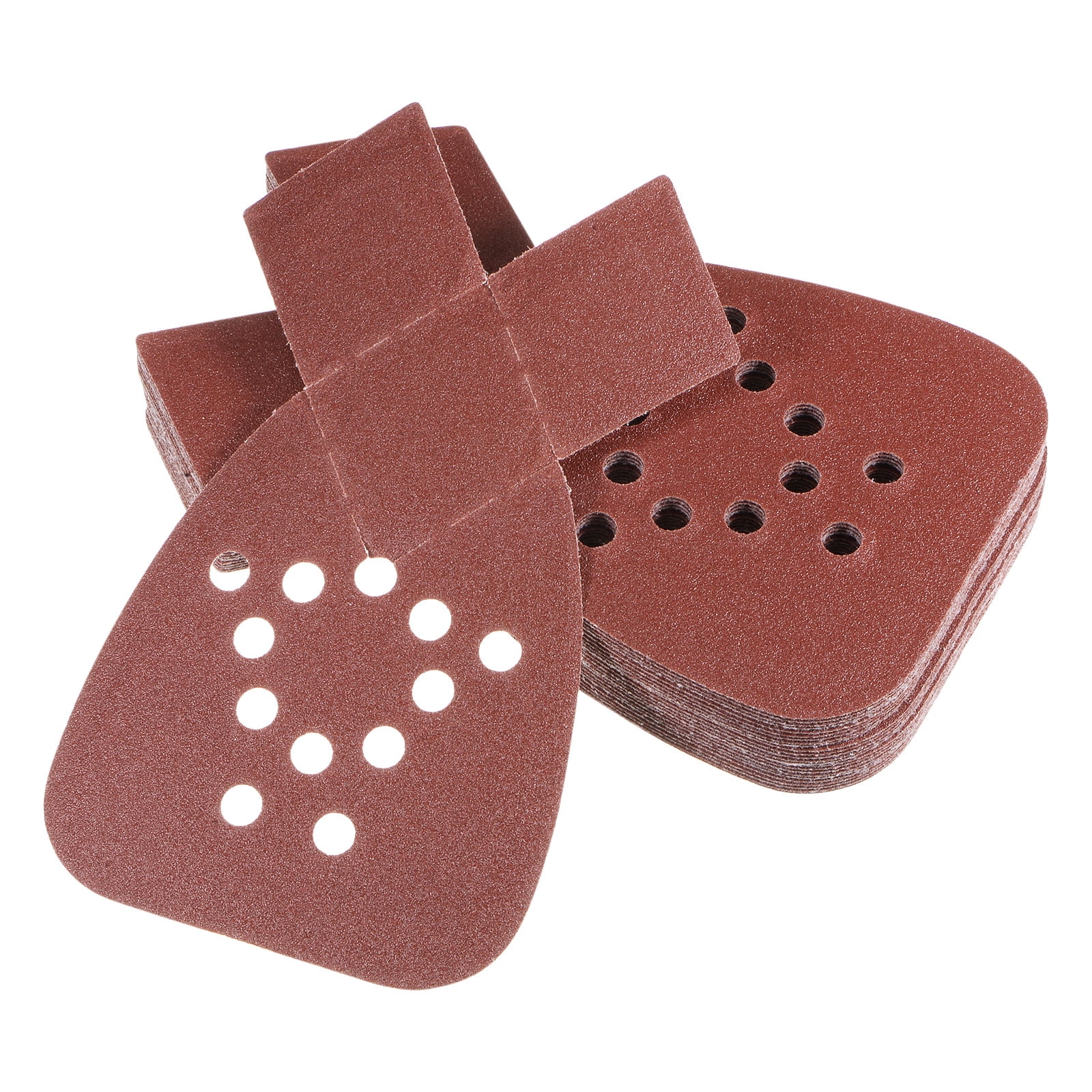Uxcell 24 Packs 120 Grits 12 Holes Hook & Loop Sandpapers Triangular ...