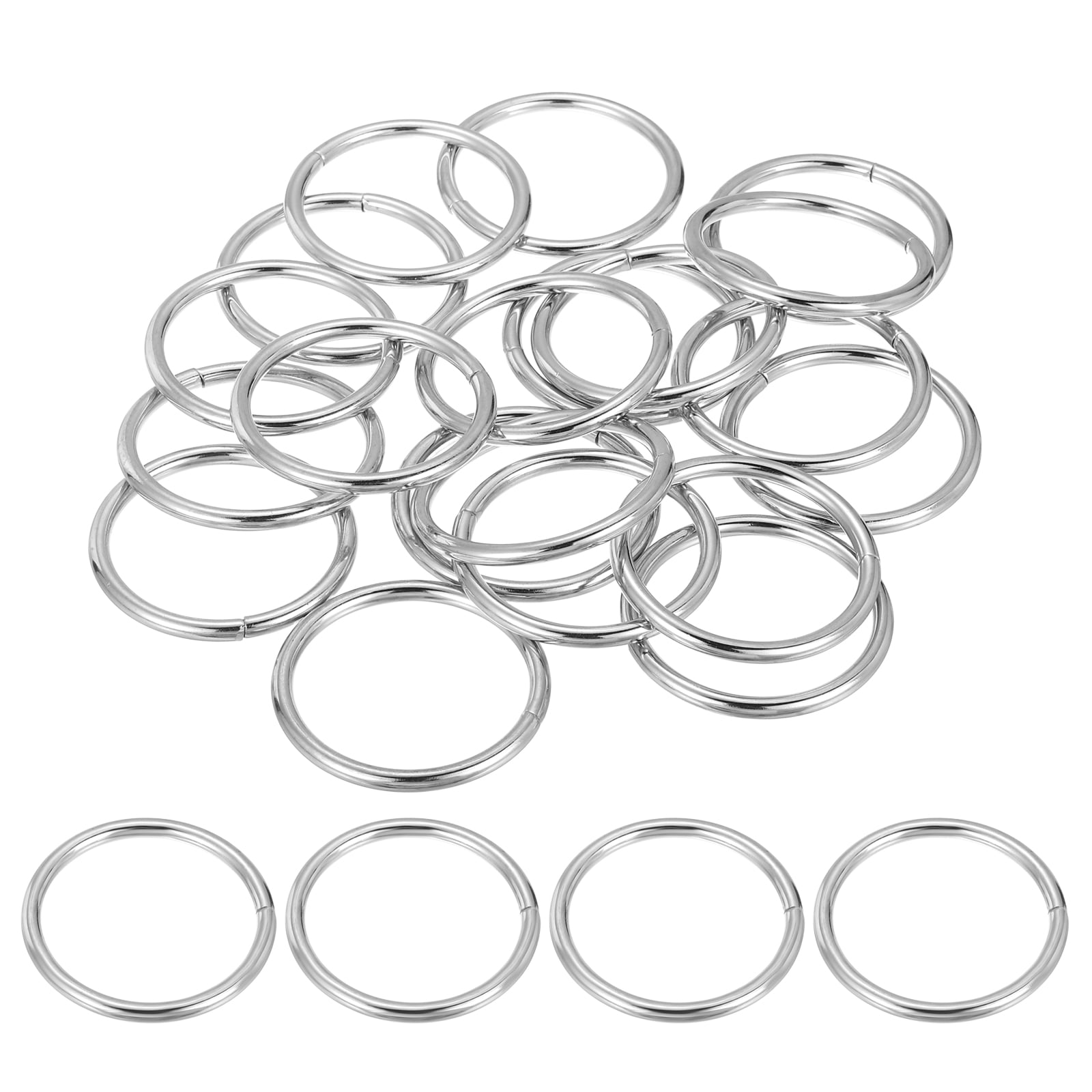 Uxcell 24 Pcs 1 Inch Carbon Steel O Rings Seam Non-Welded Opening Round ...