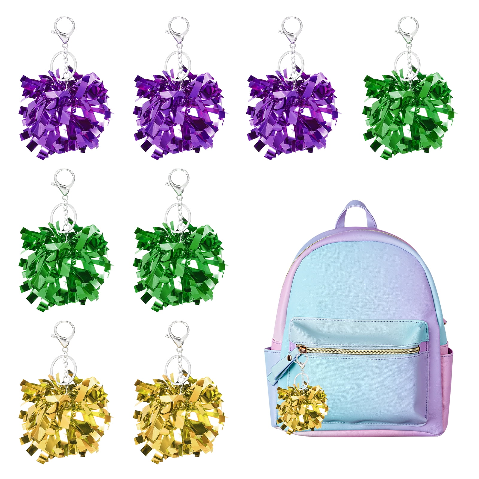 Uxcell 24 Pcs Cheer Pom Pom Keychain, Cheerleading Gift Charm Plastic ...