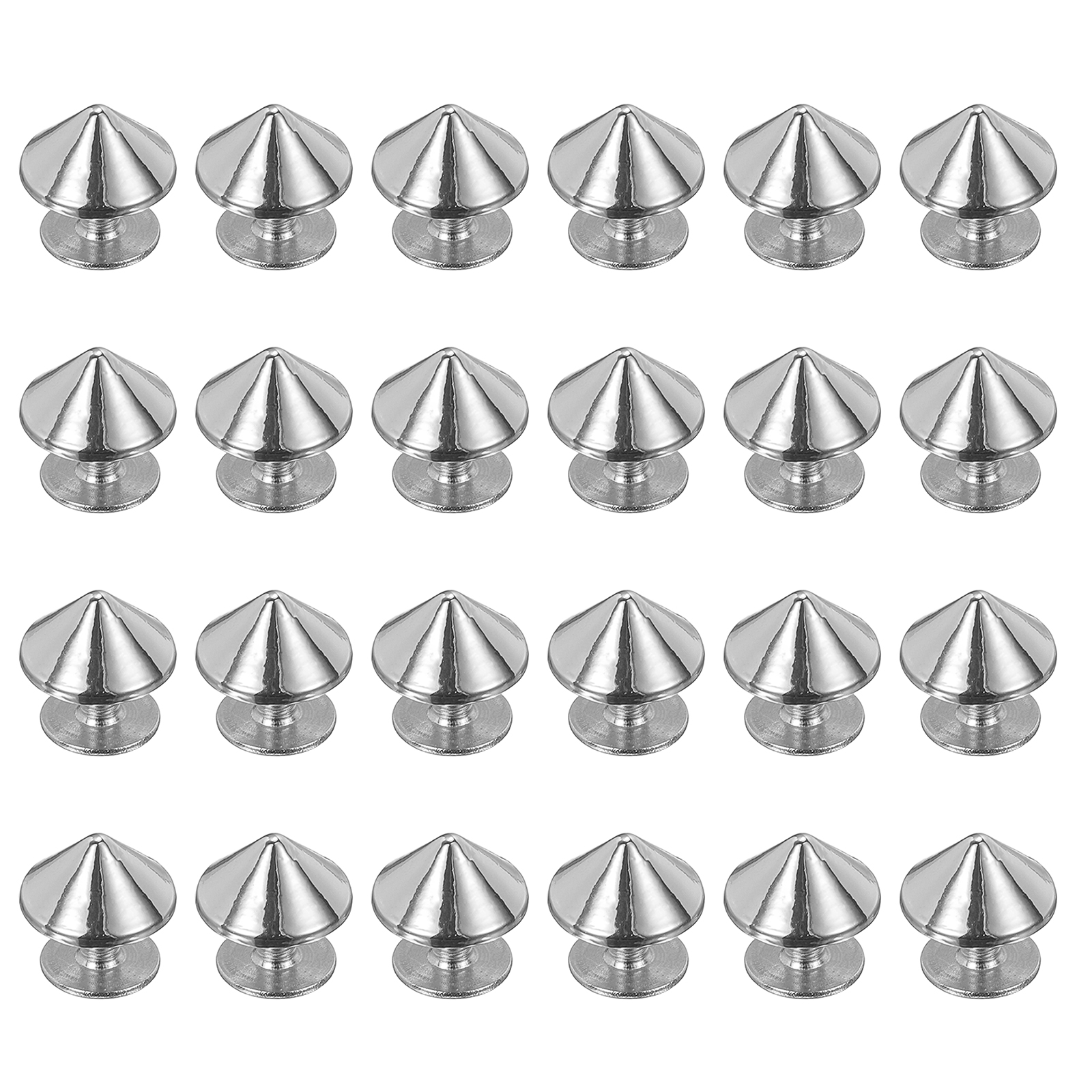 Uxcell 24 Pcs Cone Spikes and Studs Kit, 10mm Metal Spikes and Studs ...