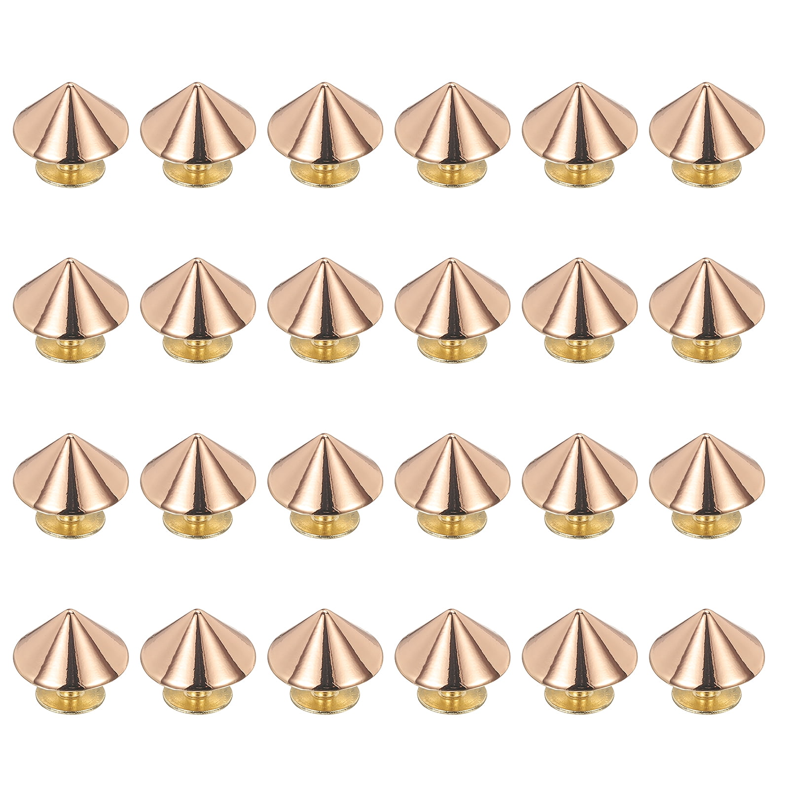 Uxcell 24 Pcs Cone Spikes and Studs Kit, 13mm Metal Spikes and Studs ...