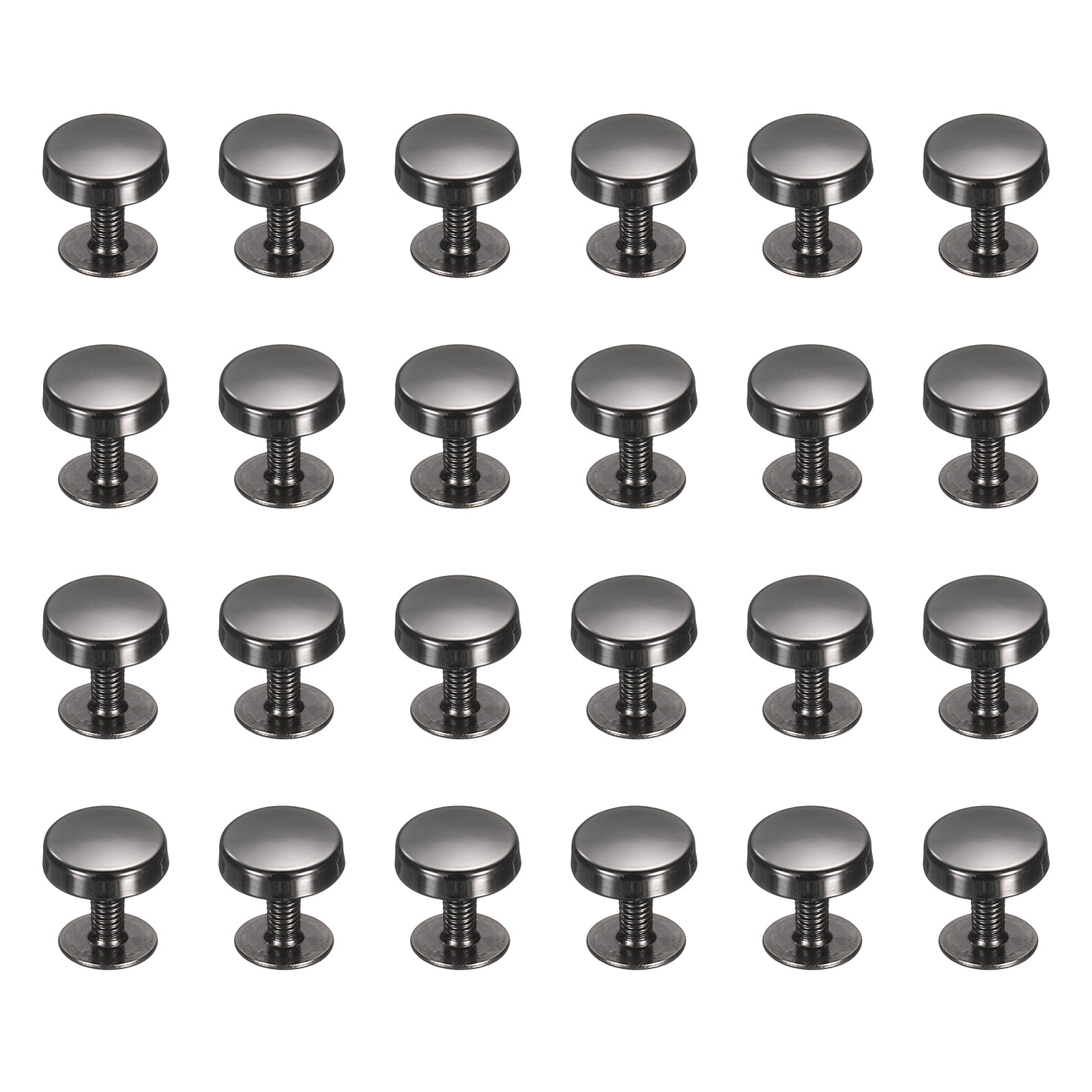Uxcell 24 Pcs Flat Head Button Stud 10mm Screw Back Rivets Stud Set ...