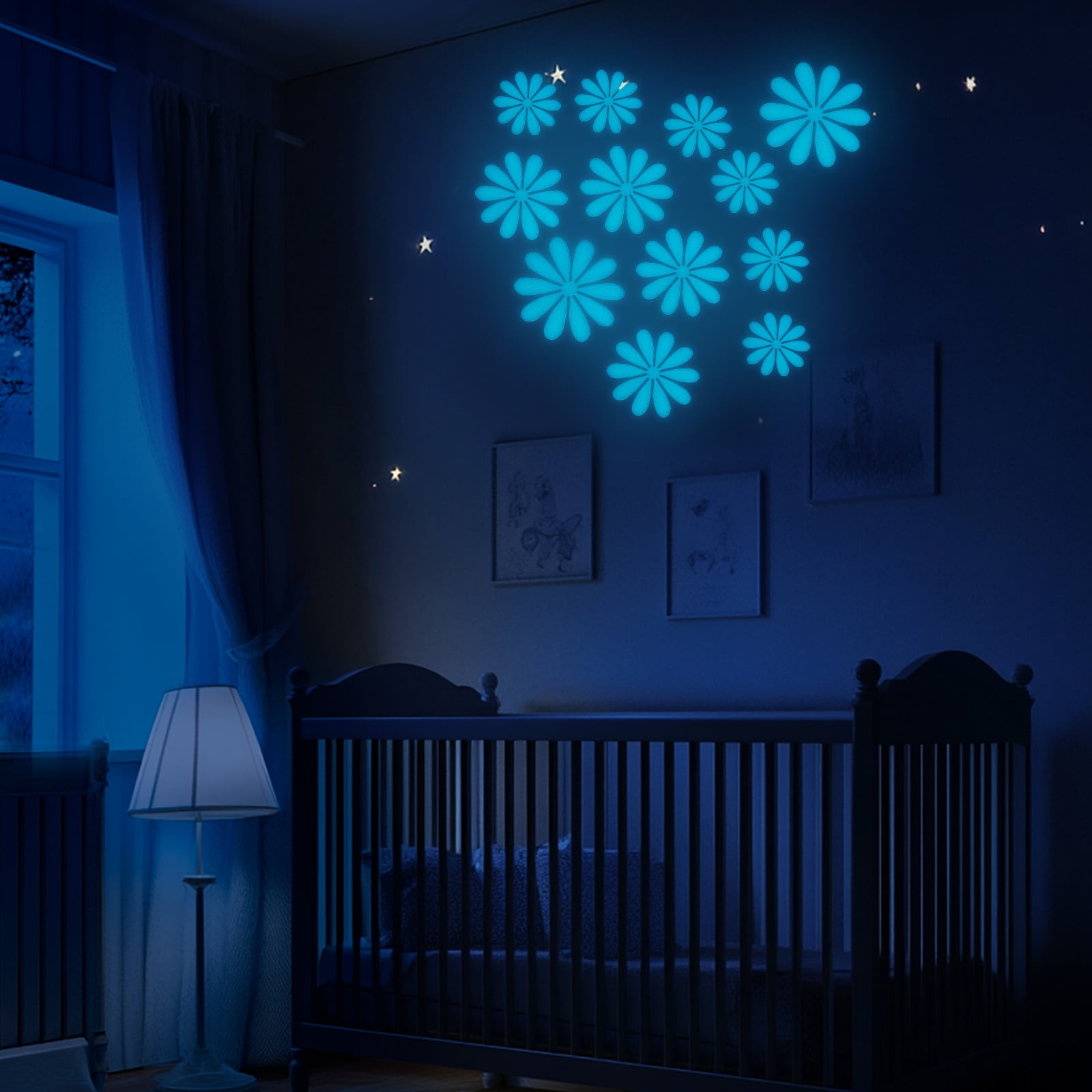 Uxcell 24 Pcs Glow in the Dark Sunflower Sticker for Ceiling, Luminous ...