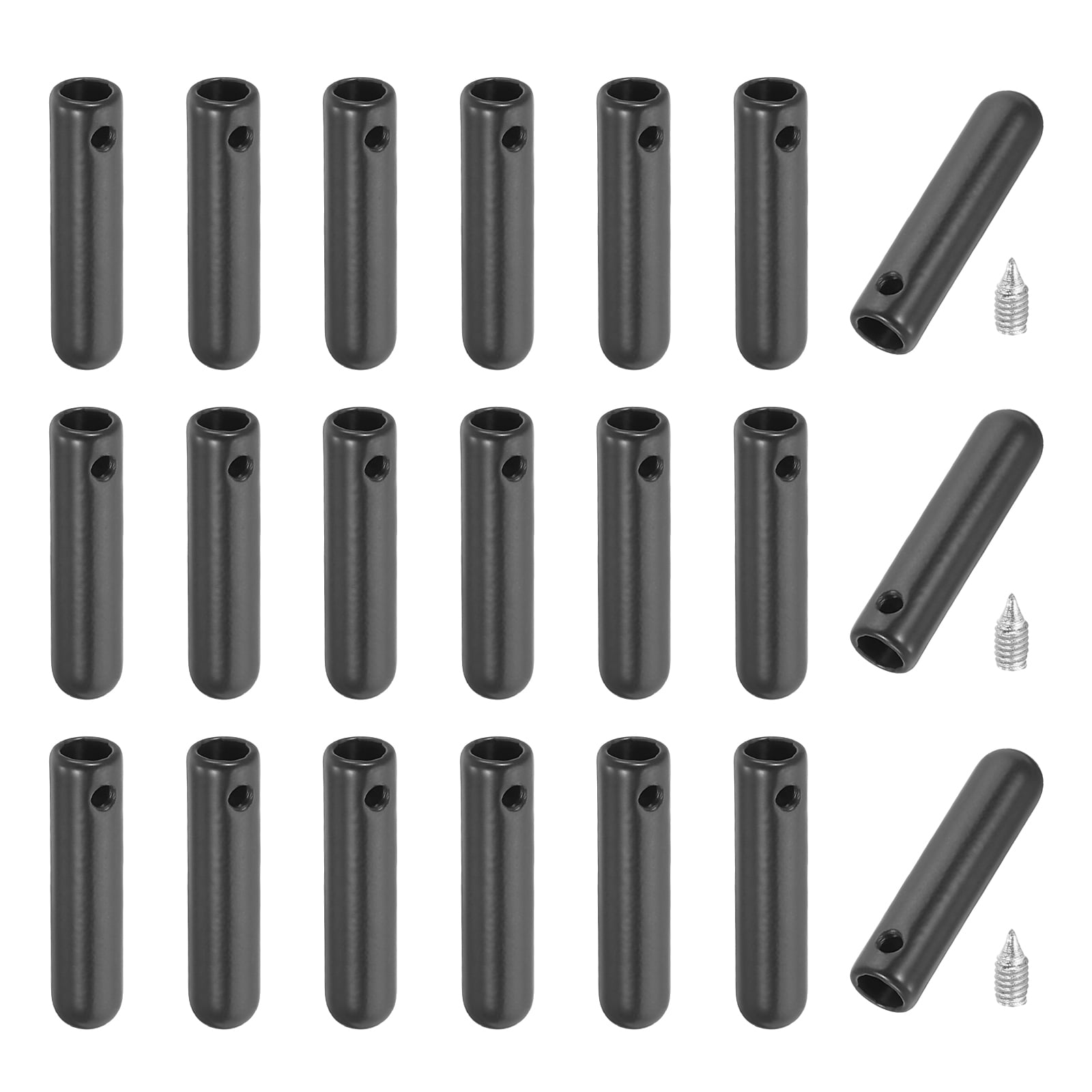 Uxcell 24Pcs Shoelace Tips with Screw Alloy 0.98" Aglets End Tip Black ...