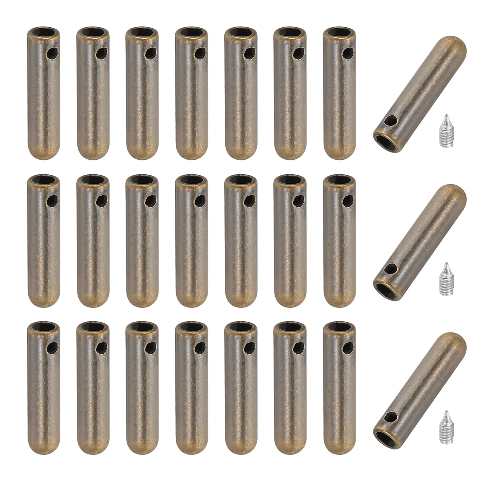 Uxcell 24Pcs Shoelace Tips with Screw Alloy 0.98" Aglets End Tip Copper ...