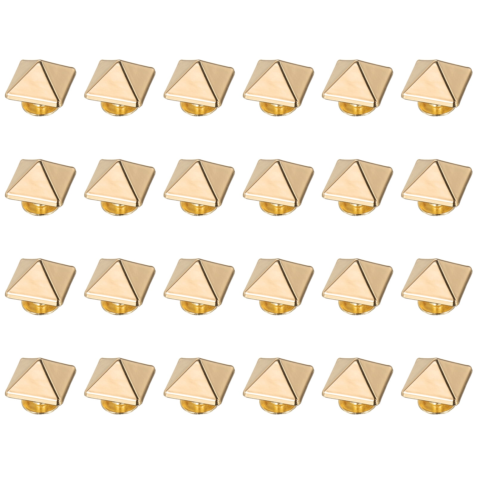 Uxcell 24 Pcs Square Spike Studs Rivets 12mm Metal Leather Rivets, Gold ...