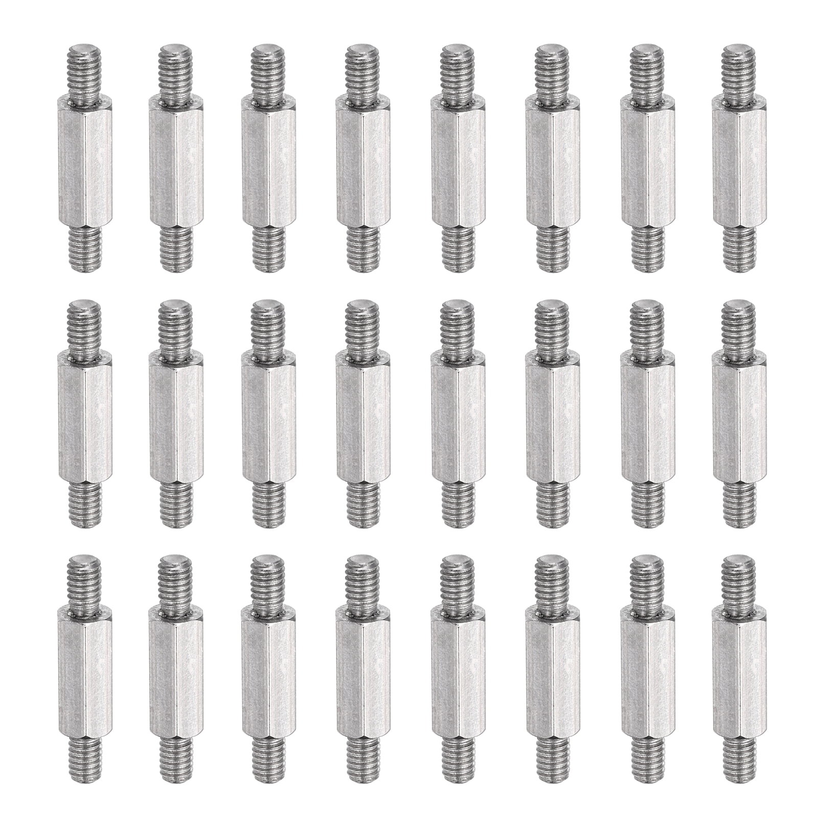 Uxcell 24 Pcs Stainless Steel Double Ended Stud Nut, M4x26mm Male to ...