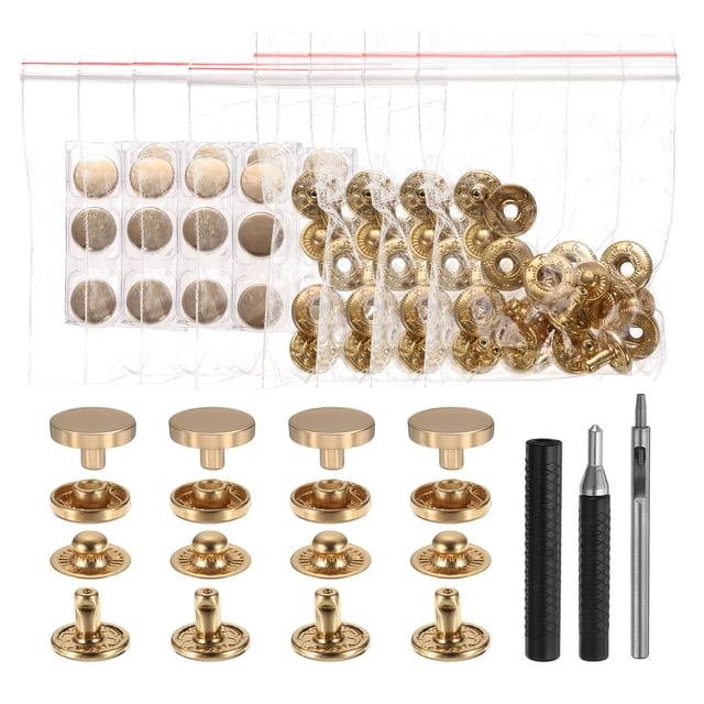 Uxcell 24 Set Leather Snap Fasteners Kit 12mm Metal Button Snaps Press ...