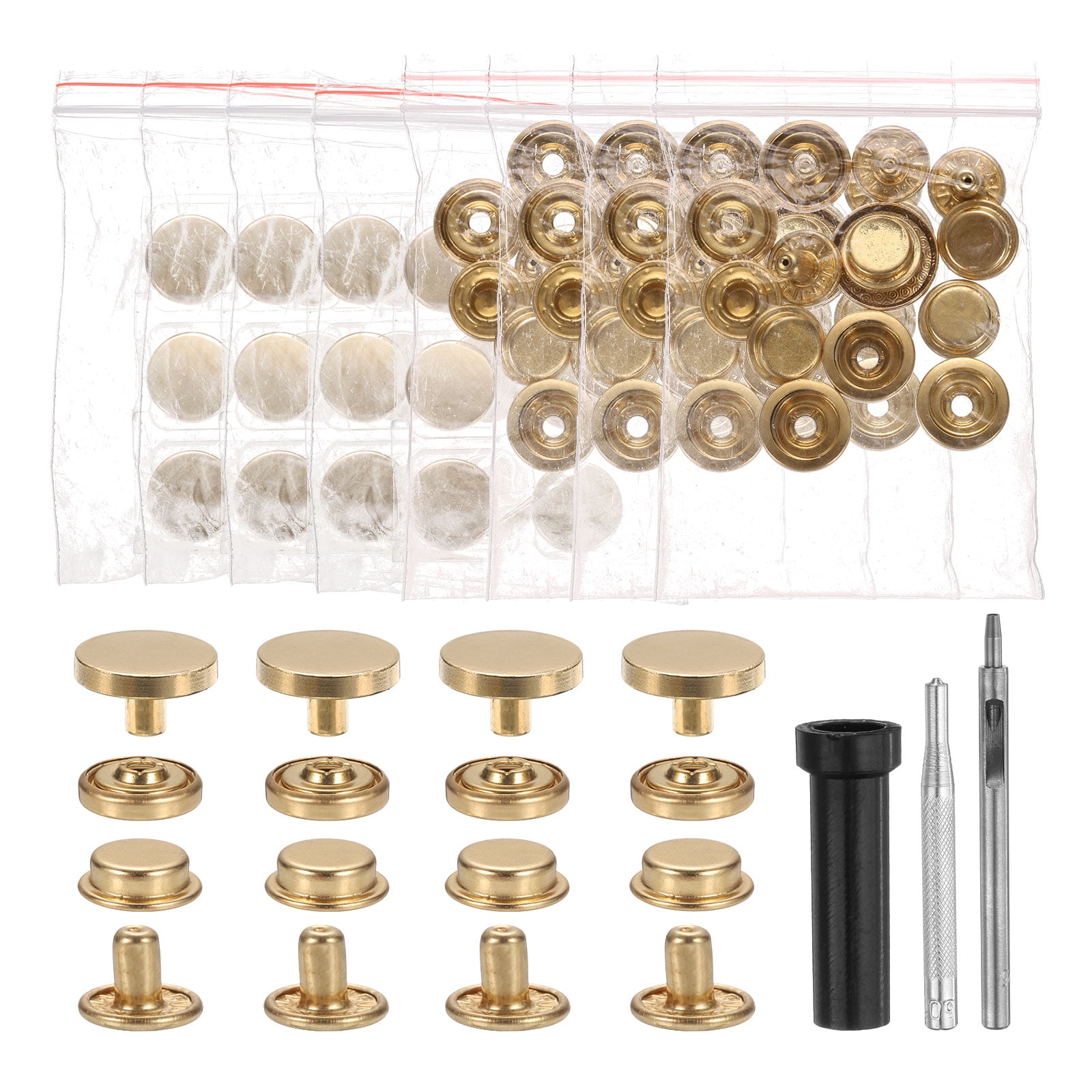 Uxcell 24 Set Leather Snap Fasteners Kit 12mm Metal Button Snaps Press ...