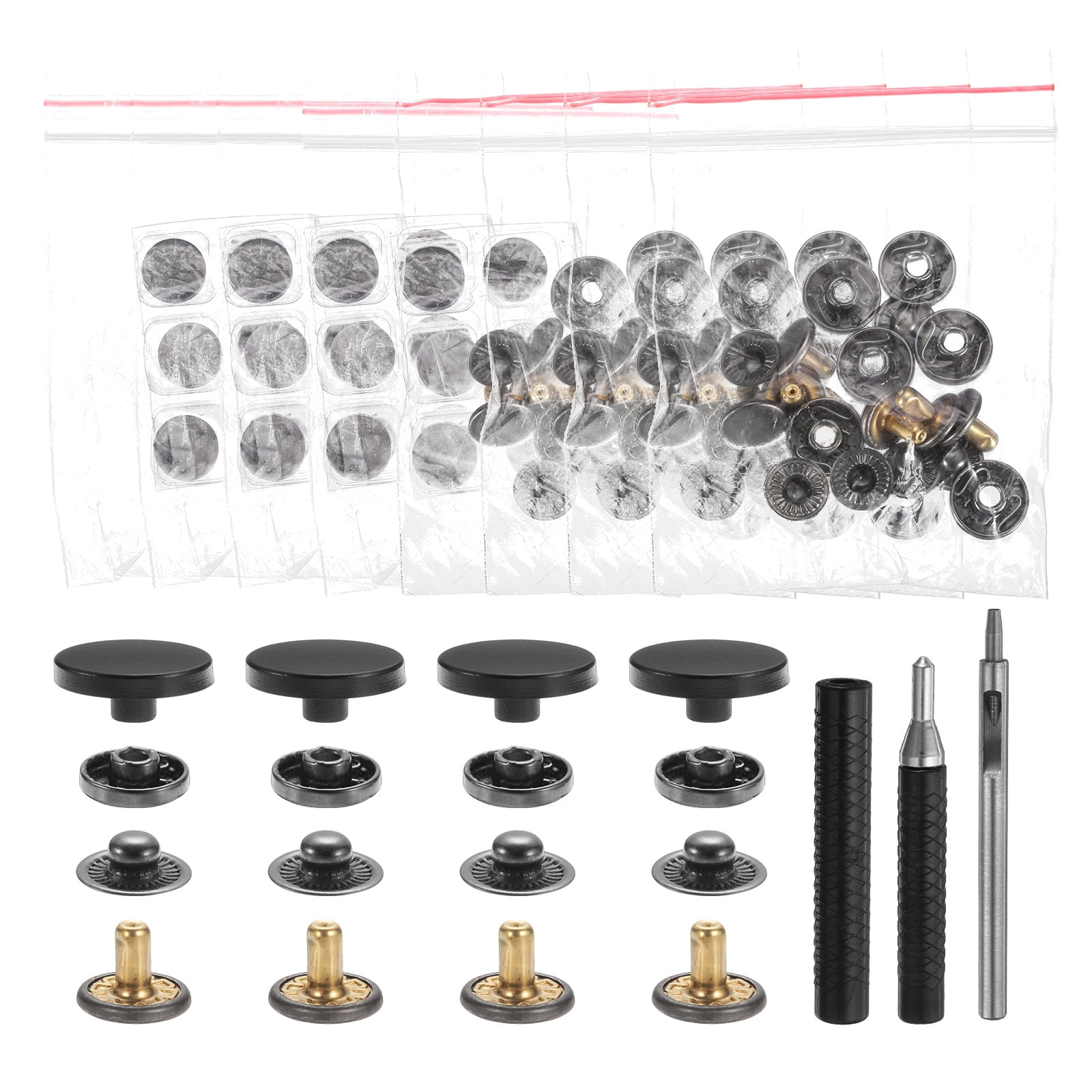 Uxcell 24 Set Leather Snap Fasteners Kit 20mm Metal Button Snaps Press ...