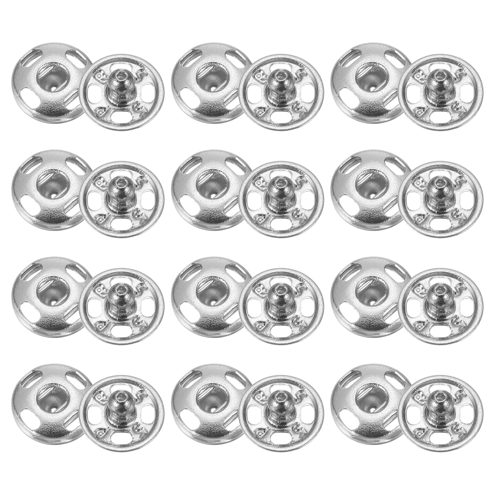 Uxcell 24 Set Sew-on Snap Buttons 10mm Metal Snap Fastener Buttons ...