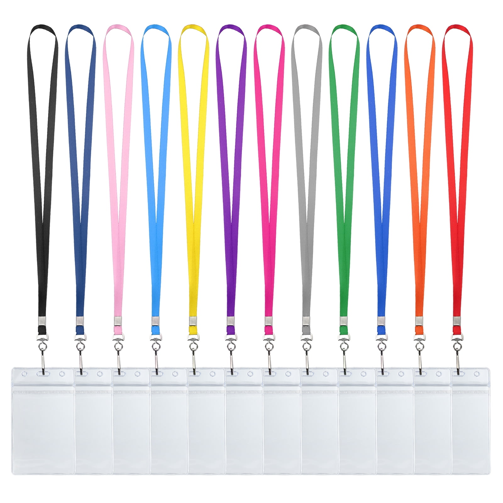 Uxcell 24 Sets Clear Name Tags with Lanyard, Badge ID Card Holders with ...