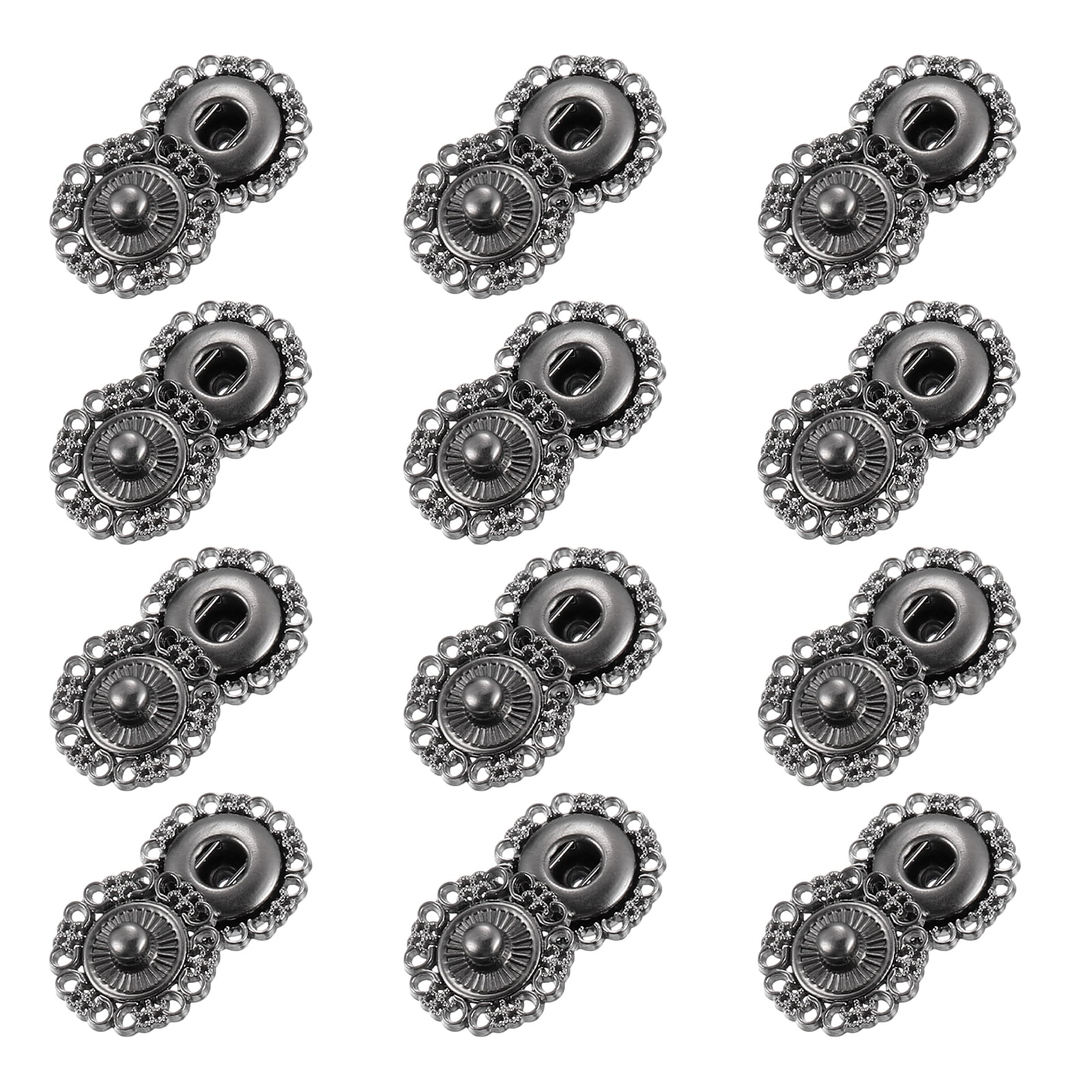 Uxcell 24 Sets Hollow Flower Snap Buttons, Press Buttons Metal Snap ...