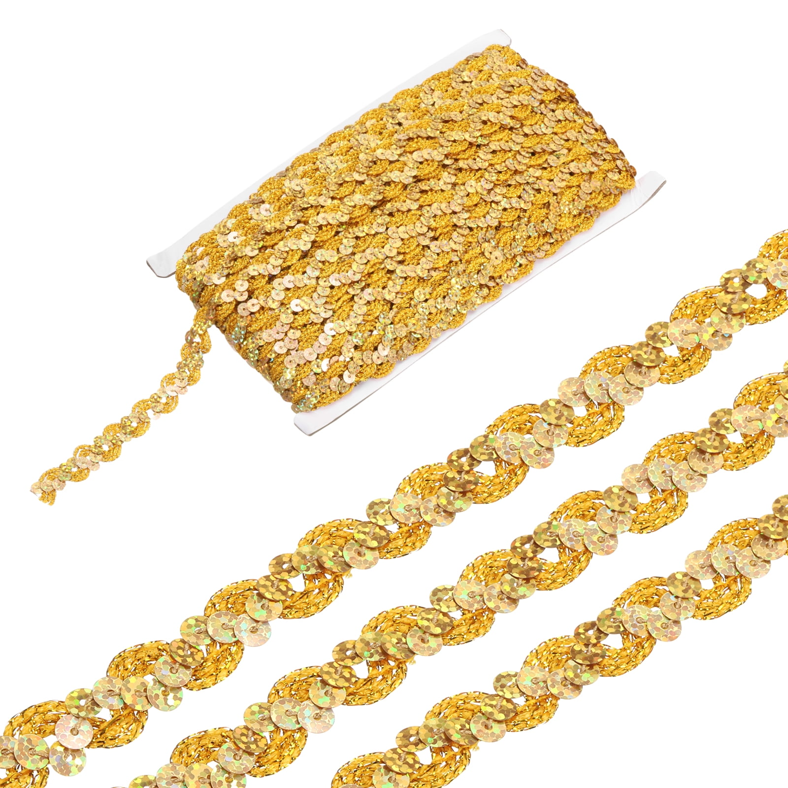 Uxcell 24 Yard Sequins Beaded Lace Trim 0.6 Inch Wave Sequin Braid ...