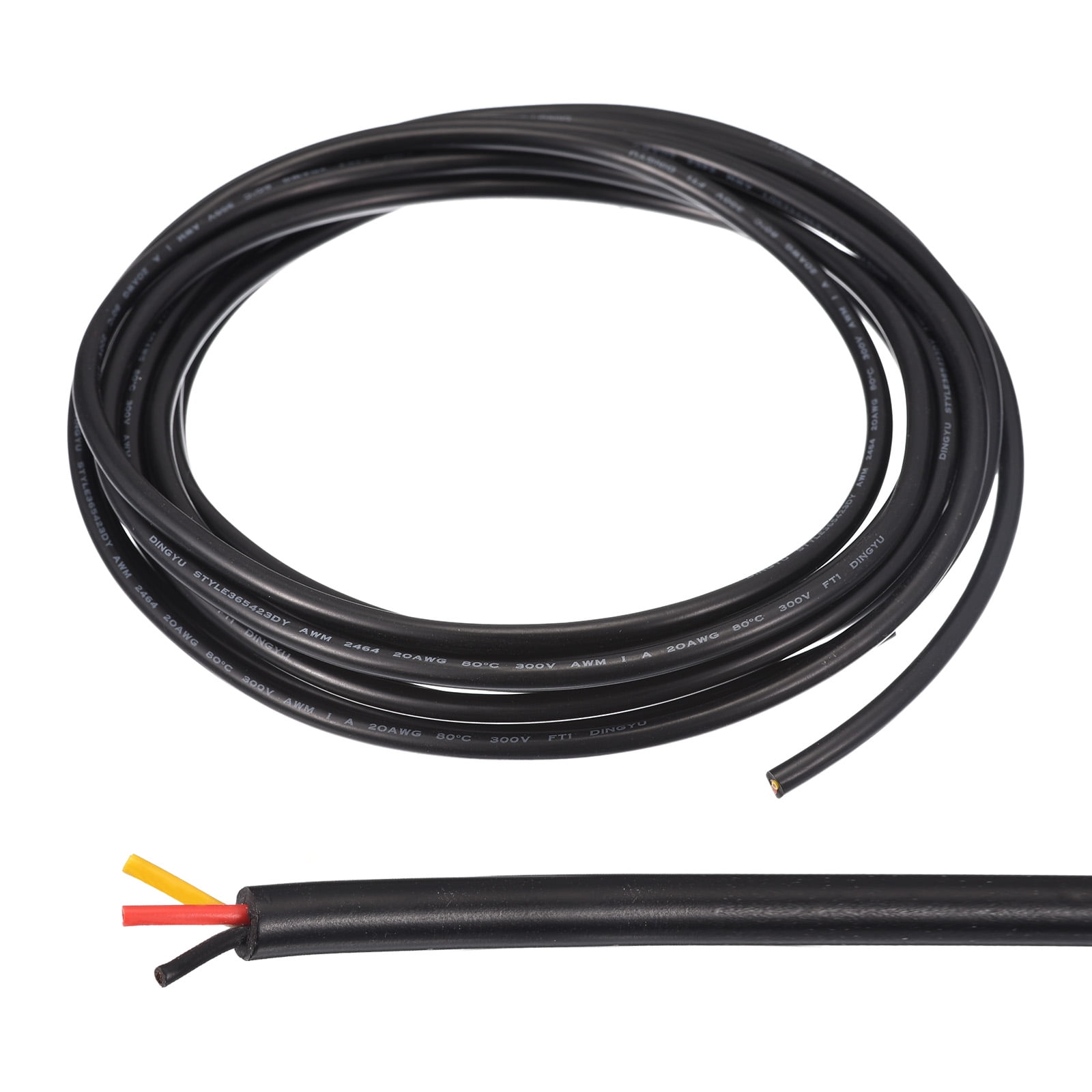 Uxcell 24AWG Electrical Wire 3 Conductors UL2464 Tinned Copper 9.8Ft Low Voltage PVC Case ...