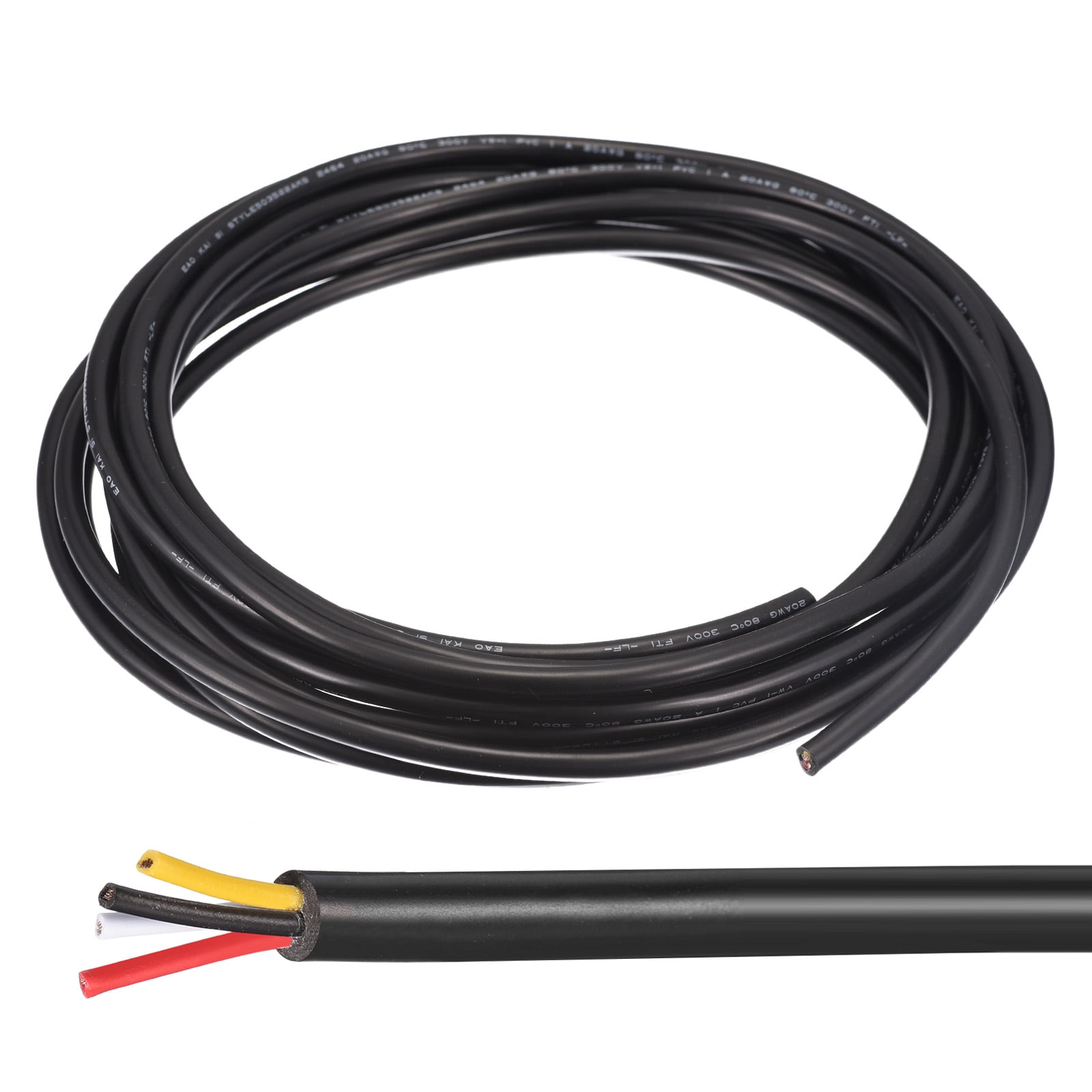 Uxcell 24AWG Electrical Wire 4 Conductors UL2464 Tinned Copper 16.4Ft Low Voltage PVC Case ...