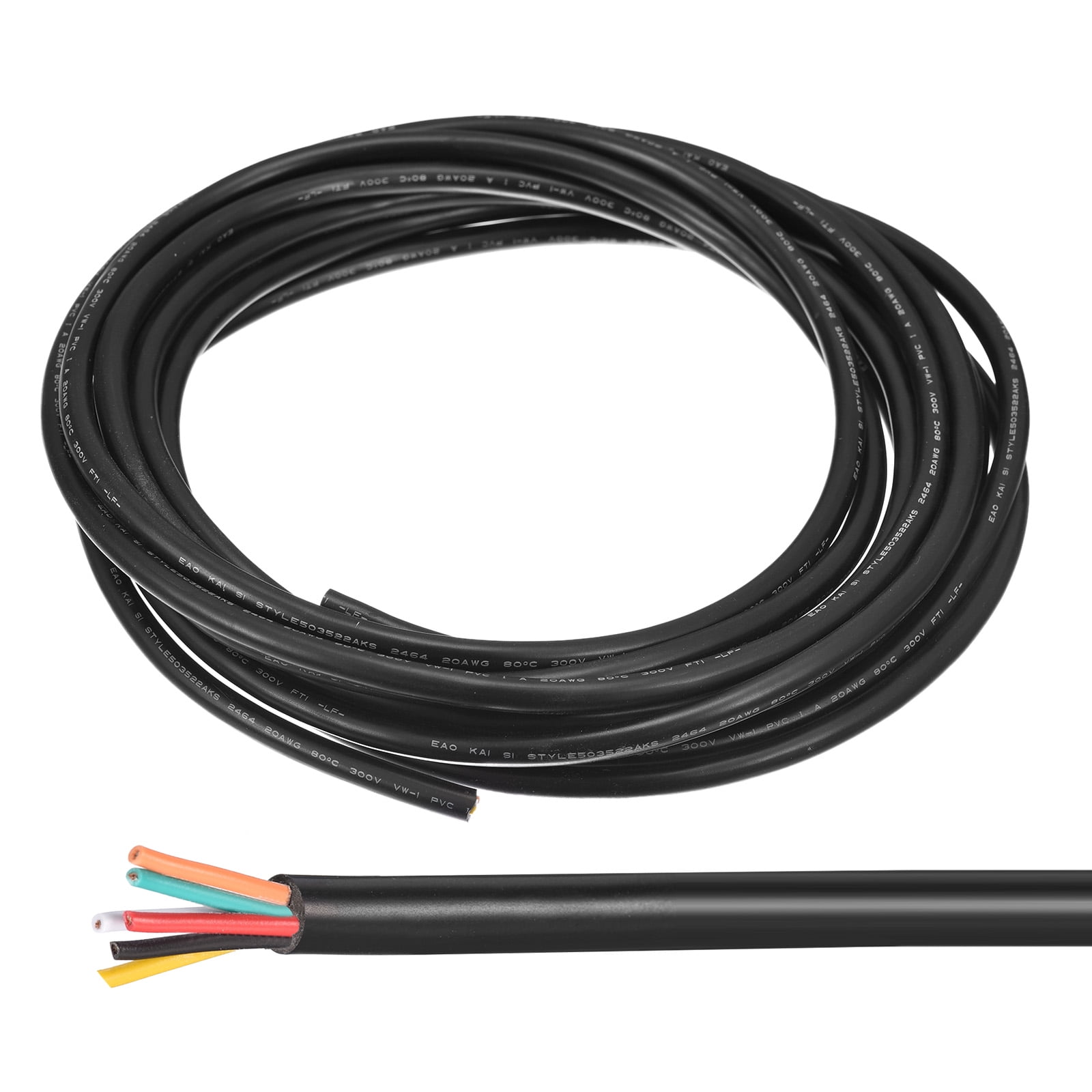 Uxcell 24AWG Electrical Wire 6 Conductors UL2464 Tinned Copper 9.8Ft Low Voltage Case Flexible ...