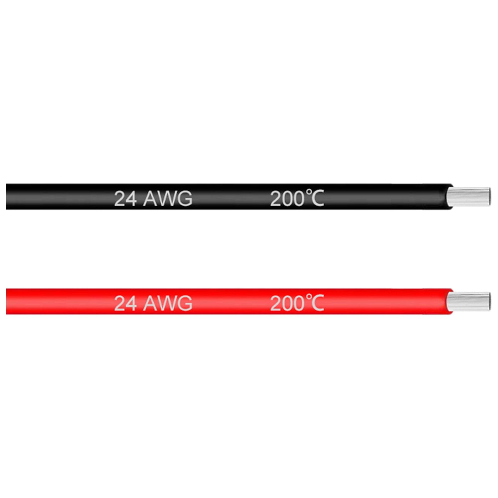 Uxcell 24AWG Flexible Tinned Copper Wire Black Silicone Black Red 2pcs - Walmart.com