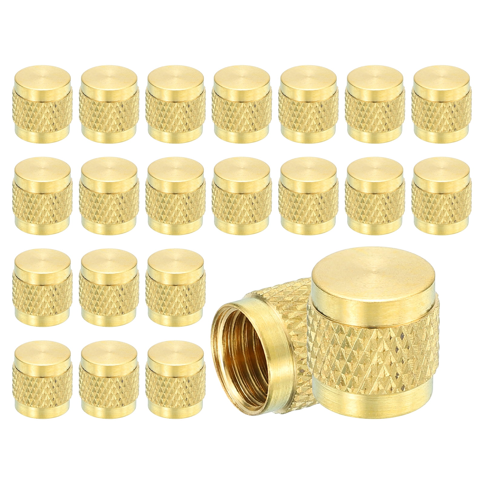 Uxcell 24PCS 1/4" SAE Brass Flare Caps, Refrigeration Valve Cap Flat ...