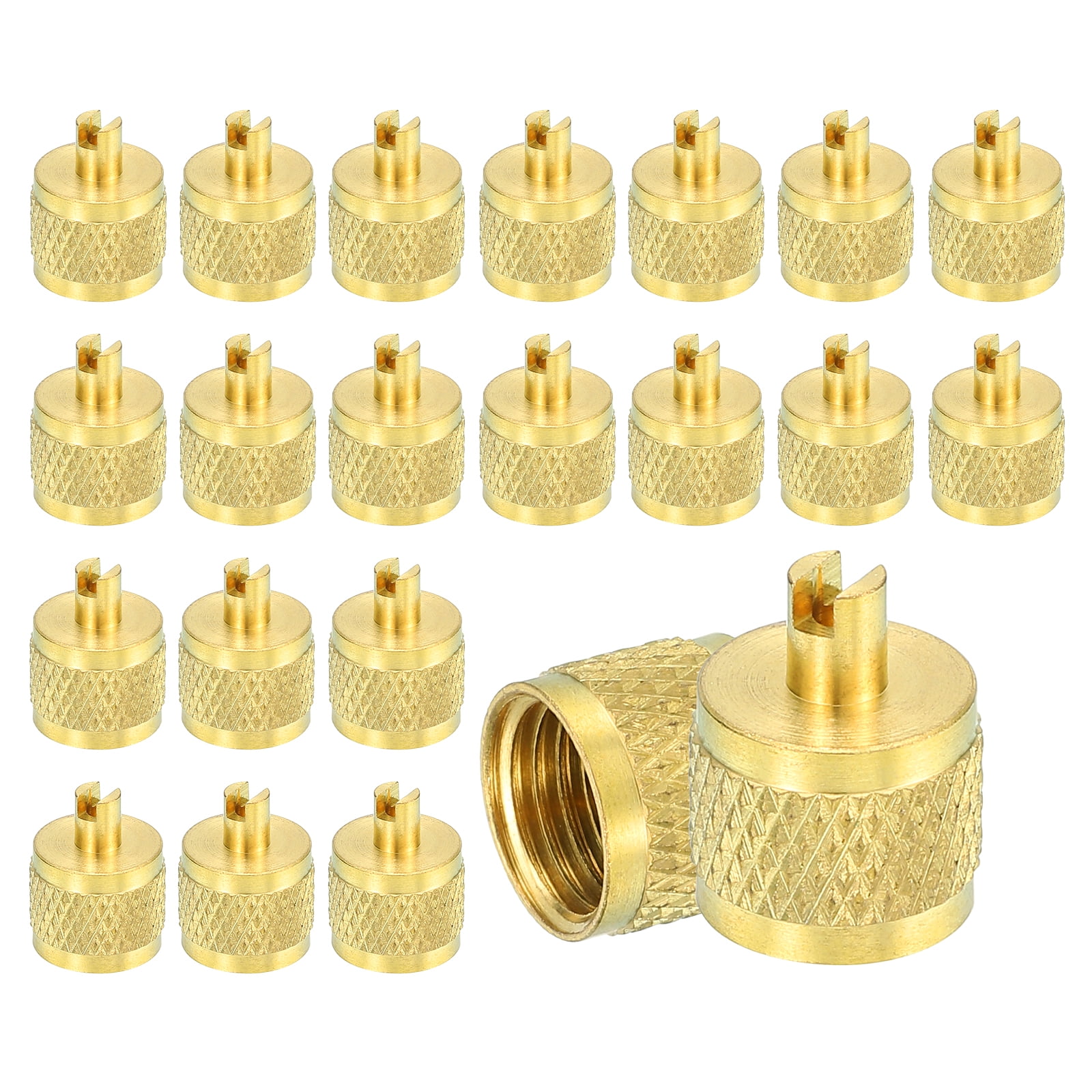 Uxcell 24PCS 1/4" SAE Brass Flare Caps, Refrigeration Valve Cap Valve ...