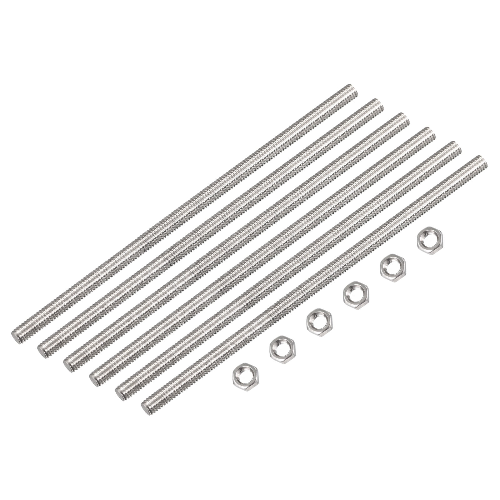 Uxcell 24Pack M4 x 300mm Fully Threaded Rod w 24Pack Hex Nuts, 0.7mm ...