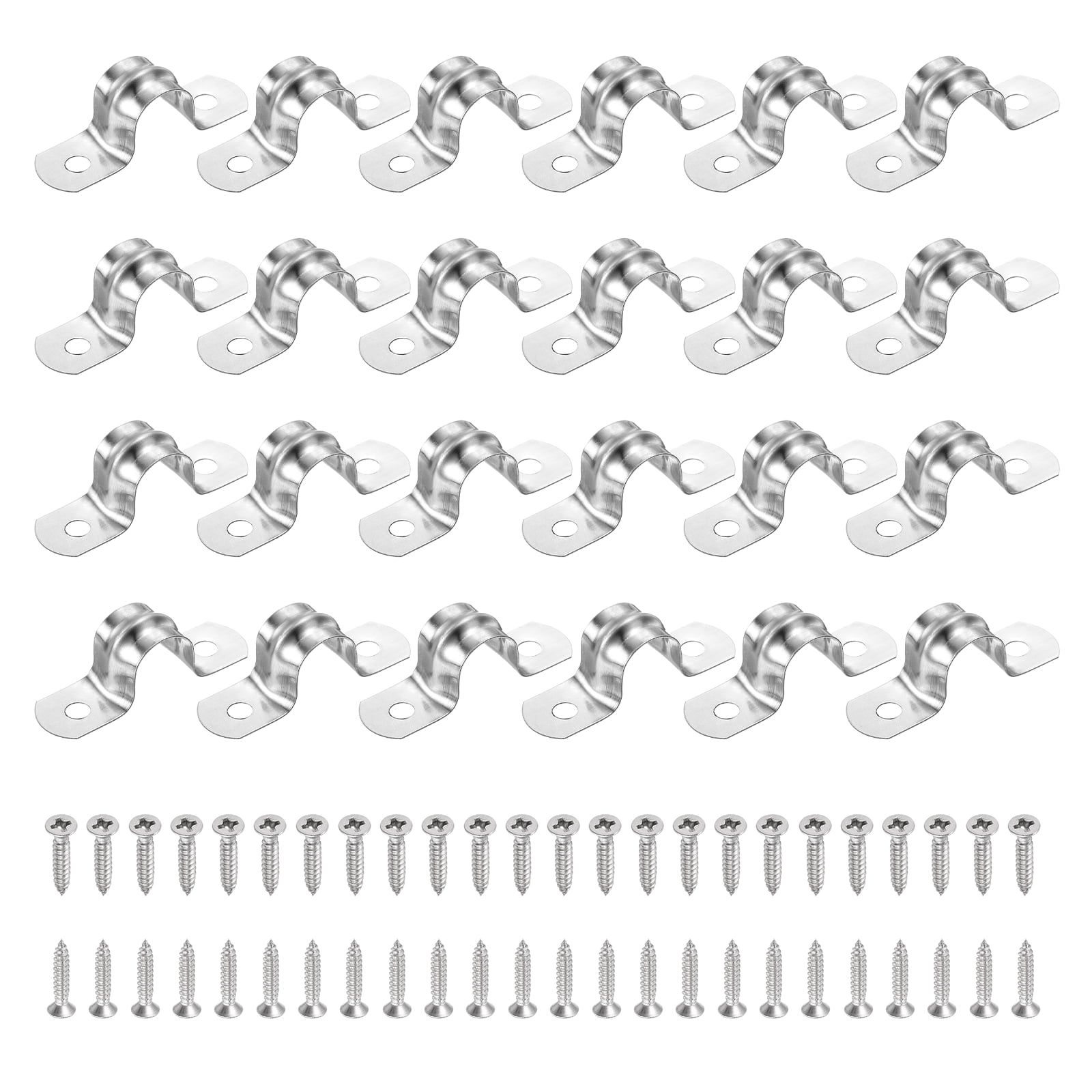 Uxcell 24Pcs 12mm(1/2")304 Stainless Steel Rigid Pipe Strap, Two Hole ...