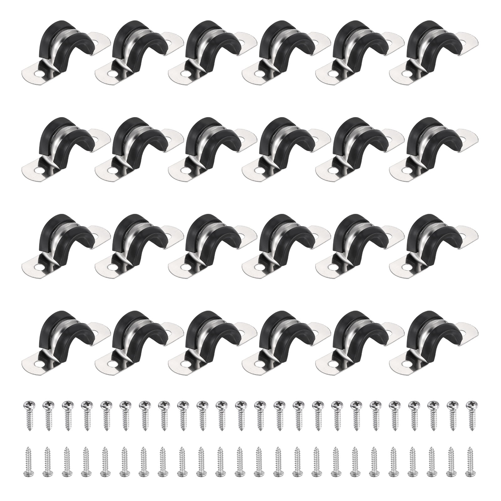 Uxcell 24Pcs 12mm(1/2") Cable Clamp, 304 Stainless Steel Rubber Coated ...
