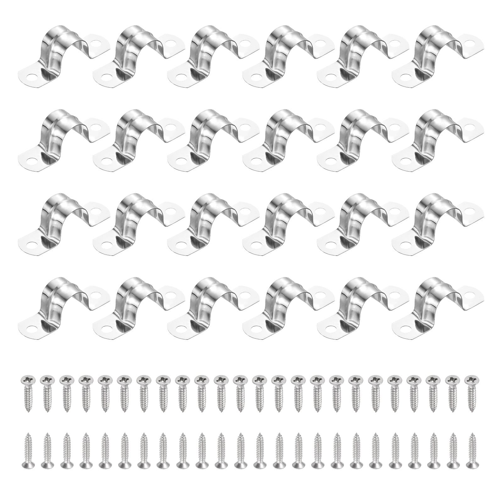 Uxcell 24Pcs 18mm(11/16")304 Stainless Steel Rigid Pipe Strap, Two Hole ...