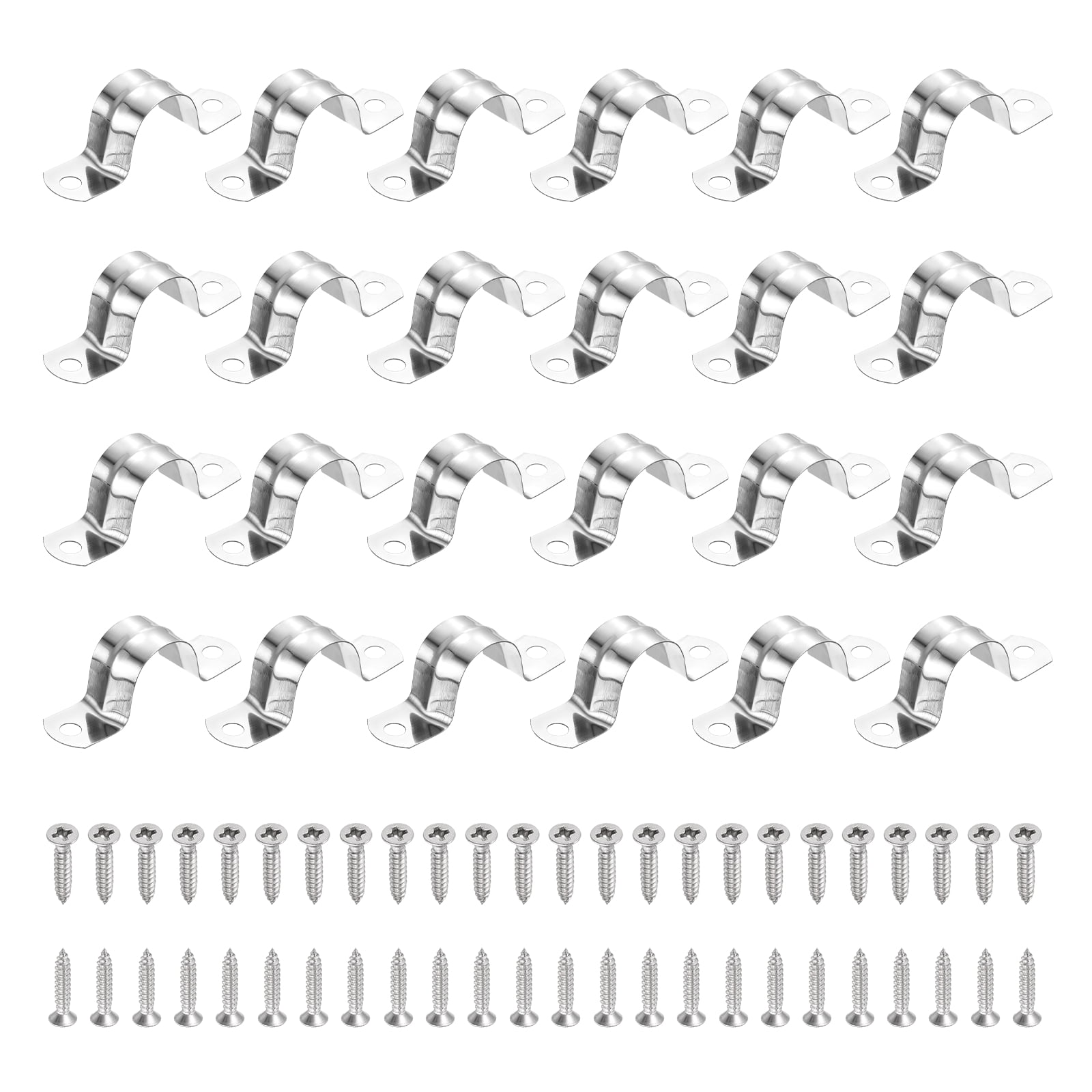 Uxcell 24Pcs 22mm(7/8")304 Stainless Steel Rigid Pipe Strap, Two Hole ...