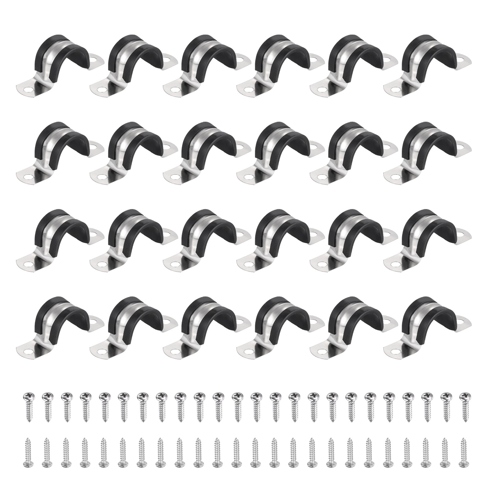 Uxcell 24Pcs 22mm(7/8") Cable Clamp, 304 Stainless Steel Rubber Coated ...