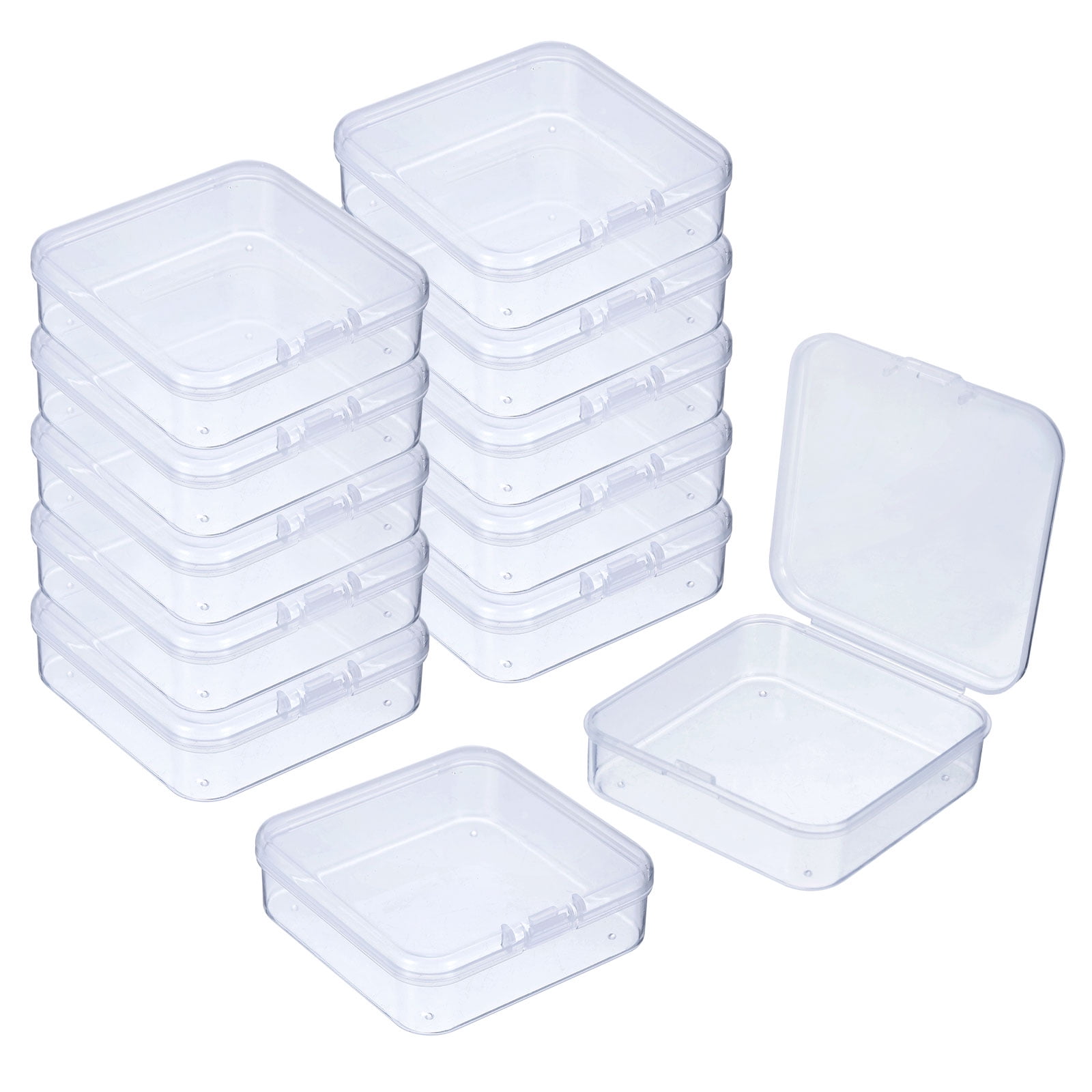 Uxcell 24Pcs Clear Small Plastic Storage Containers with Lids, Square ...