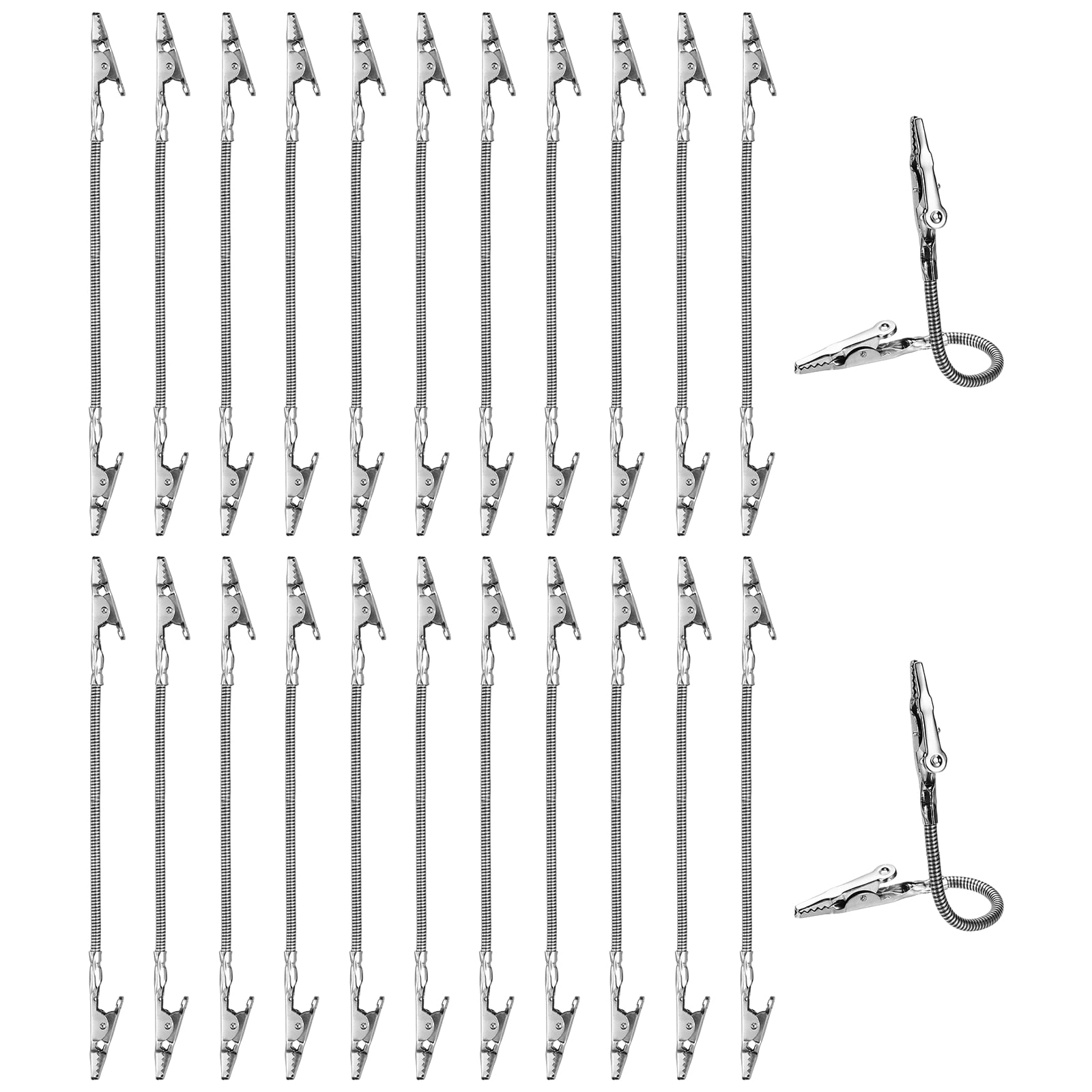 Uxcell 24Pcs Double Alligator Clip, Long Tail Threaded Metal Alligator ...