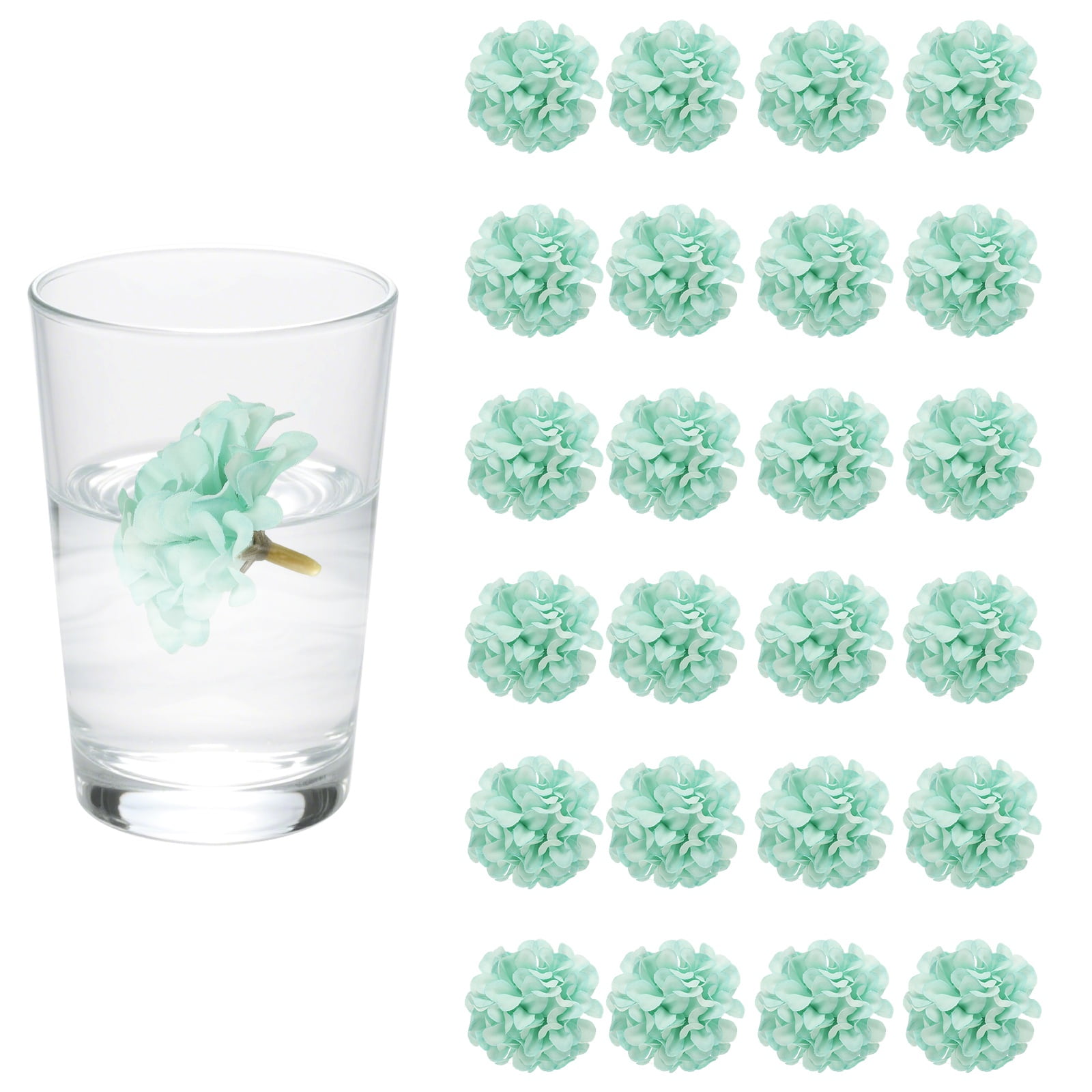 Uxcell 24Pcs Floating Flowers for Centerpieces, Mint Green Hydrangea ...