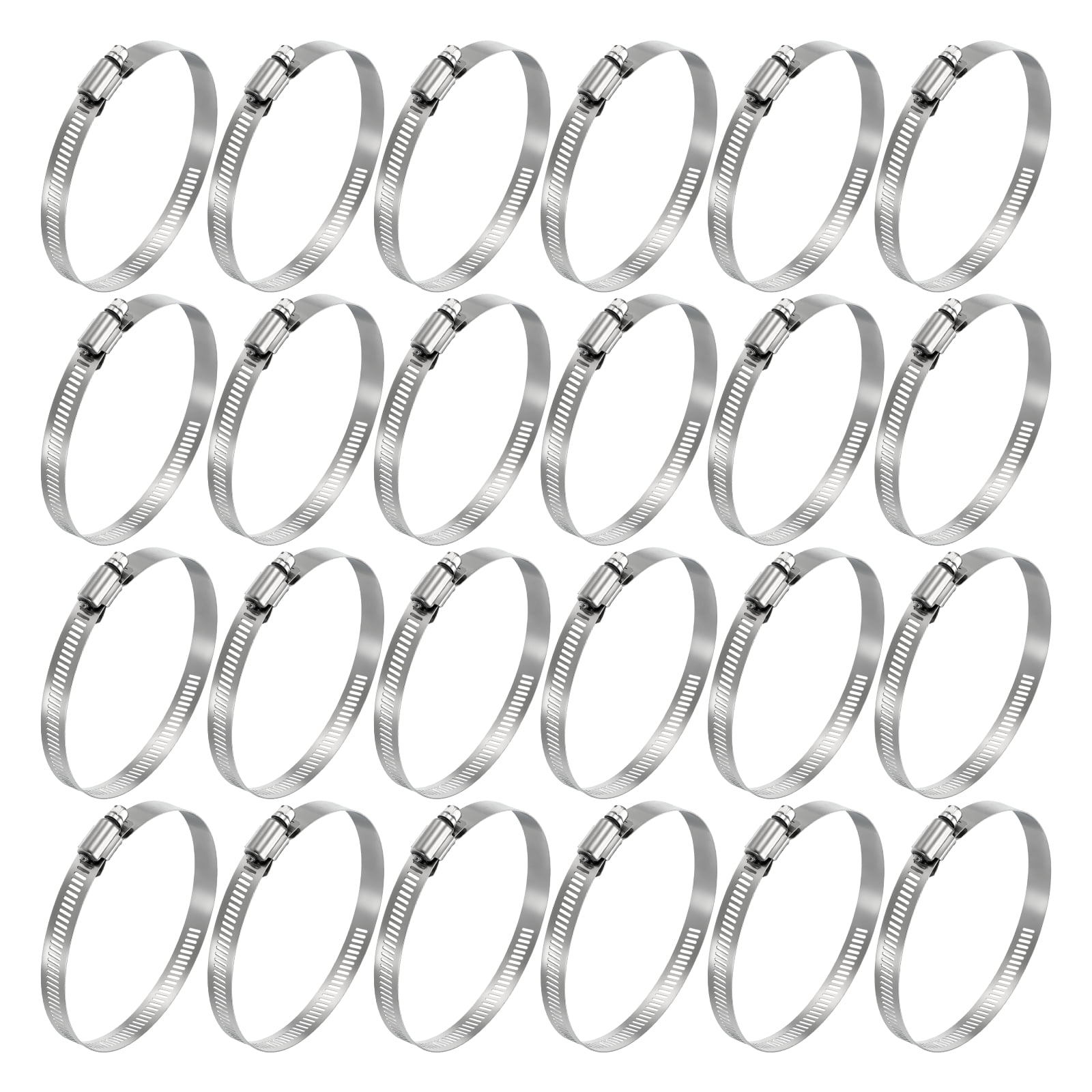 Uxcell 24Pcs Stainless Steel Hose Clamps, Adjustable 3.6" to 4.5" (91 ...