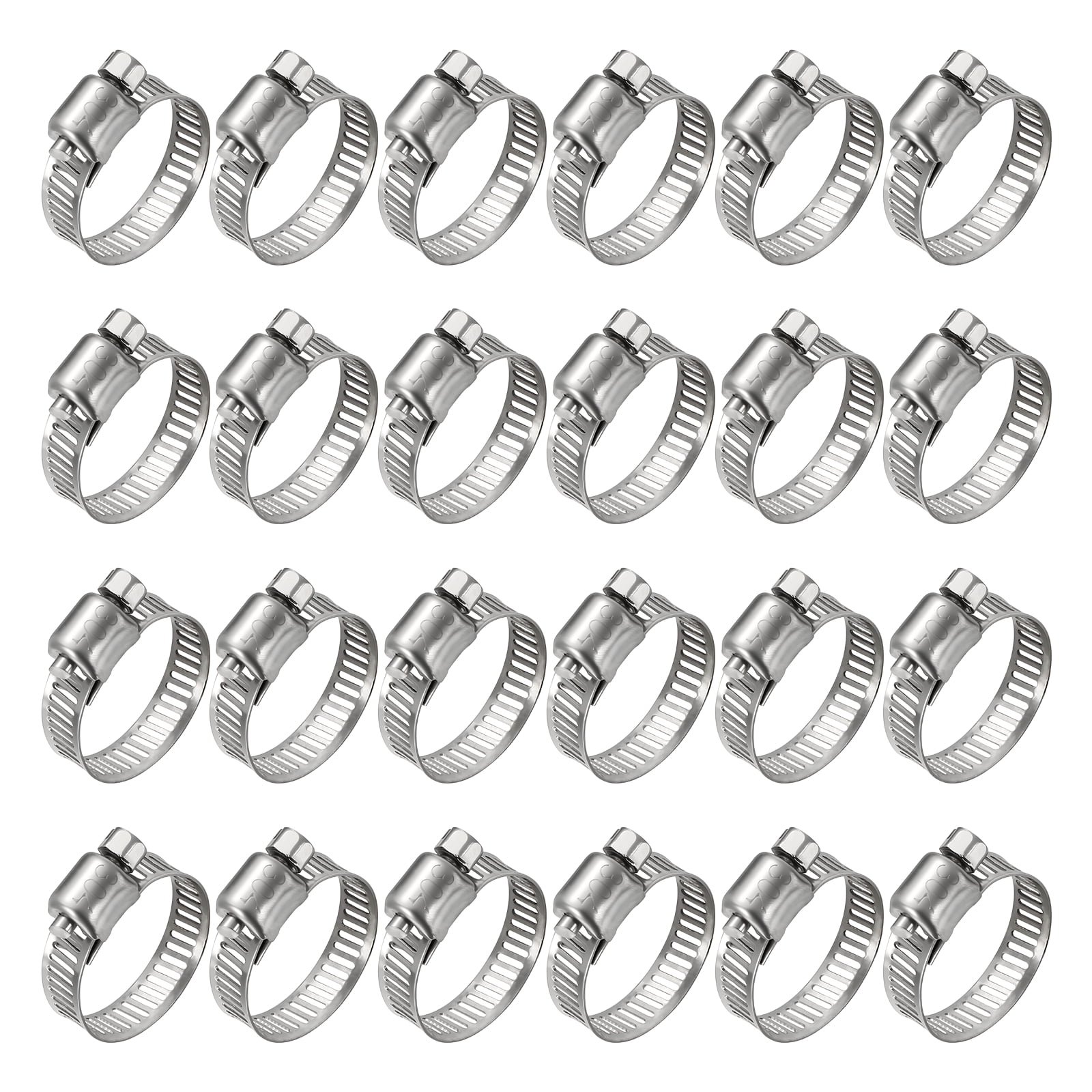 Uxcell 24Pcs Stainless Steel Hose Clamps, Adjustable 5/9" to 1-1/9" (14 ...